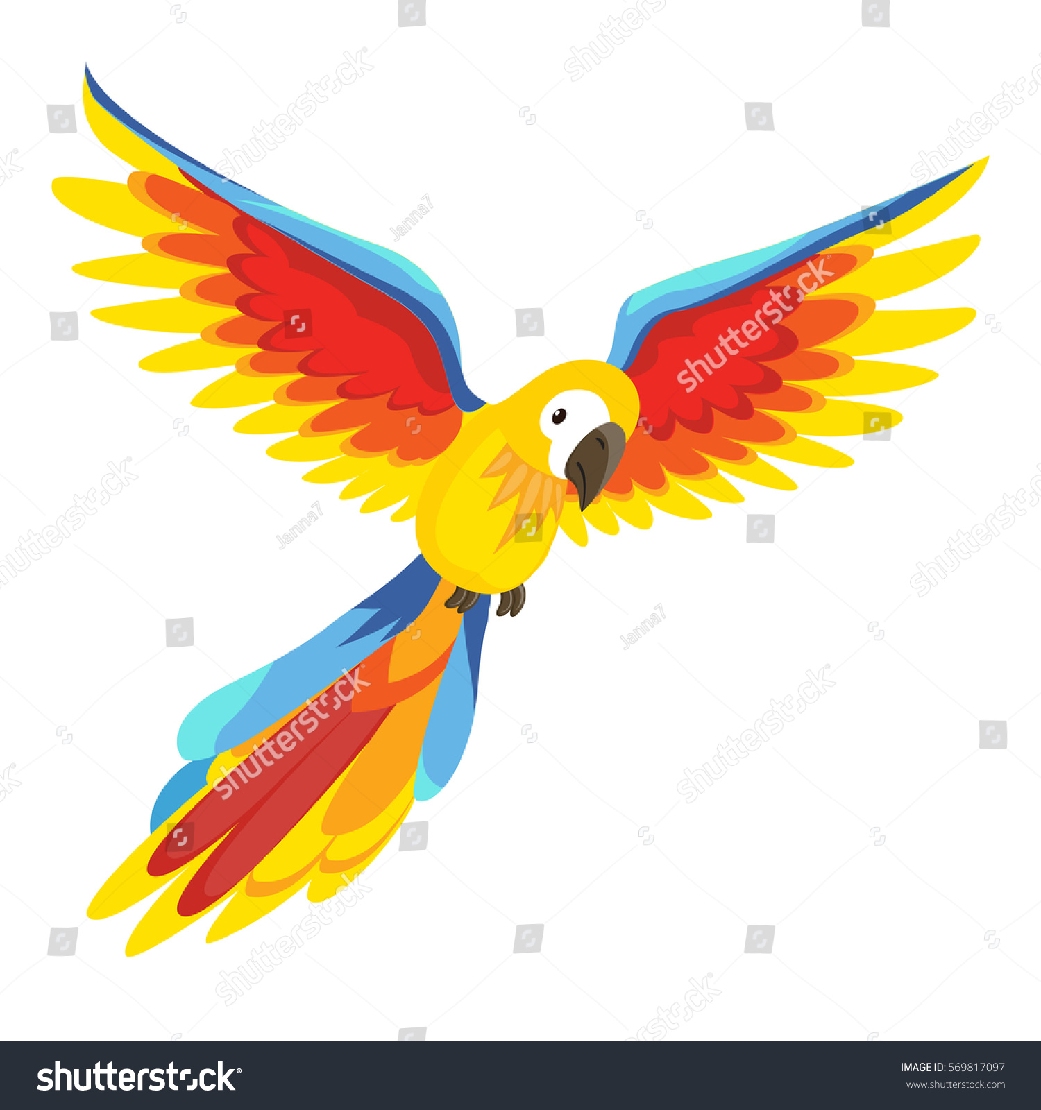 Cartoon Cute Parrot Stock Vector 569817097 - Shutterstock