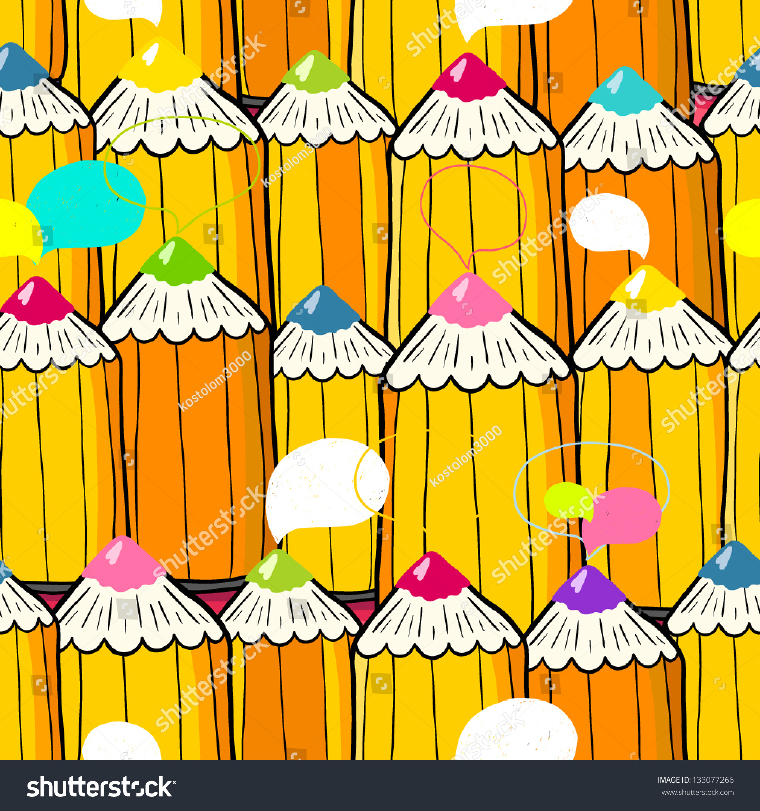 Cartoon Cute Pencil Seamless Pattern Stock Vector (Royalty Free ...