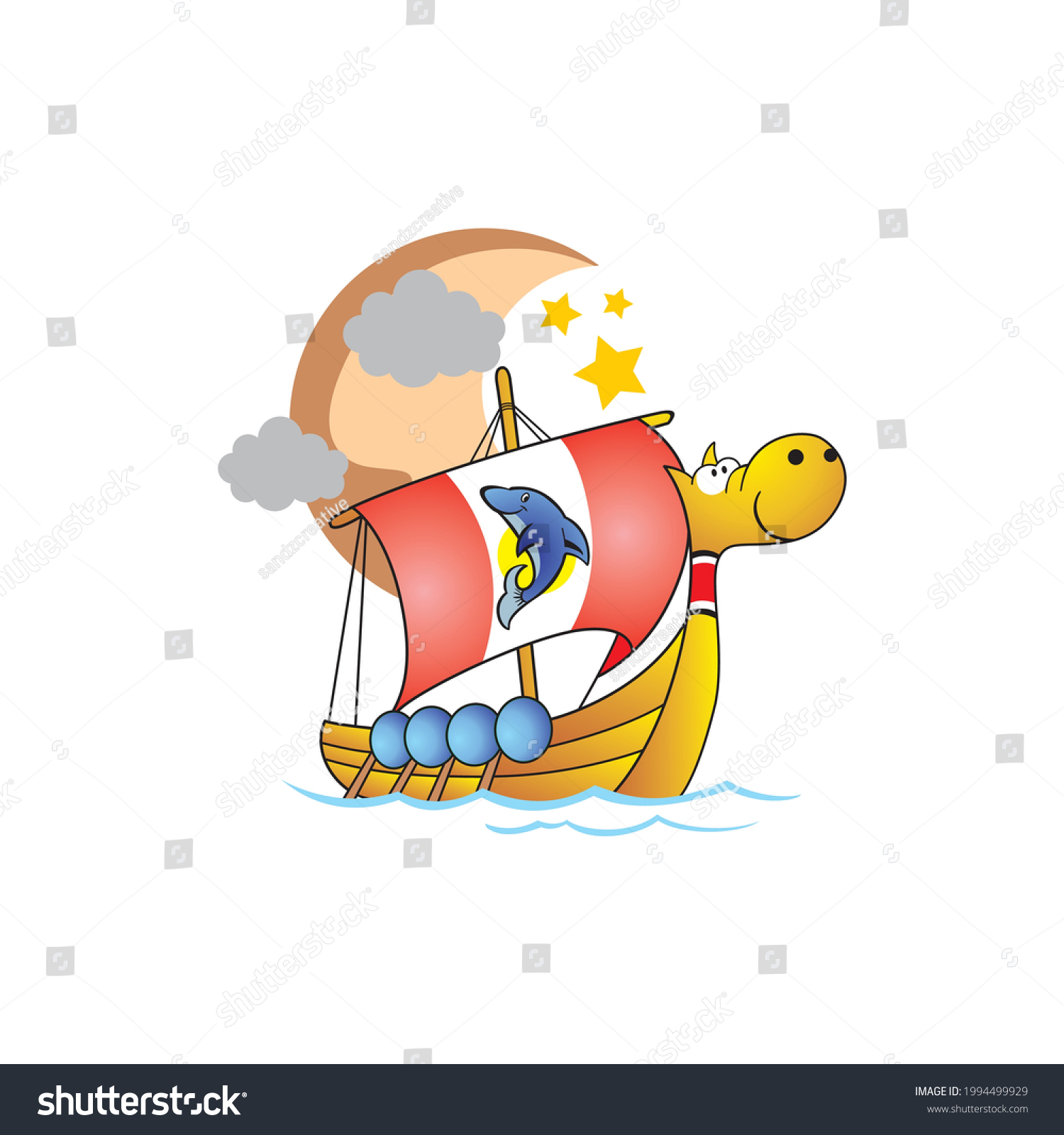 Cartoon Cute Pirate Ship Vector Stock Vector (Royalty Free) 1994499929 ...