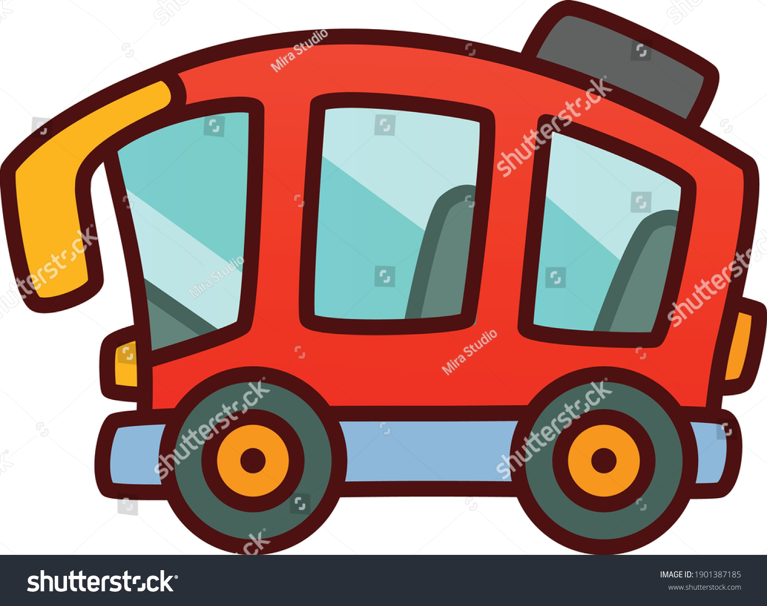 Cartoon Cute Reb Bus Icon Vector Stock Vector (Royalty Free) 1901387185 ...