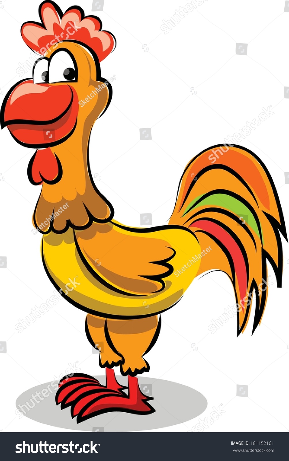 Cartoon Cute Rooster: vector de stock (libre de regalías) 181152161 ...