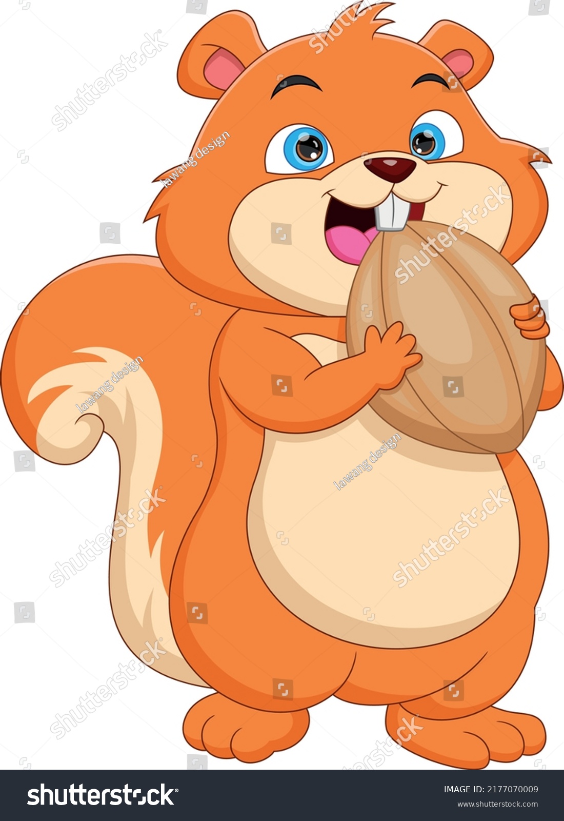 Cartoon Cute Squirrel Holding Nut Stock Vector (Royalty Free ...