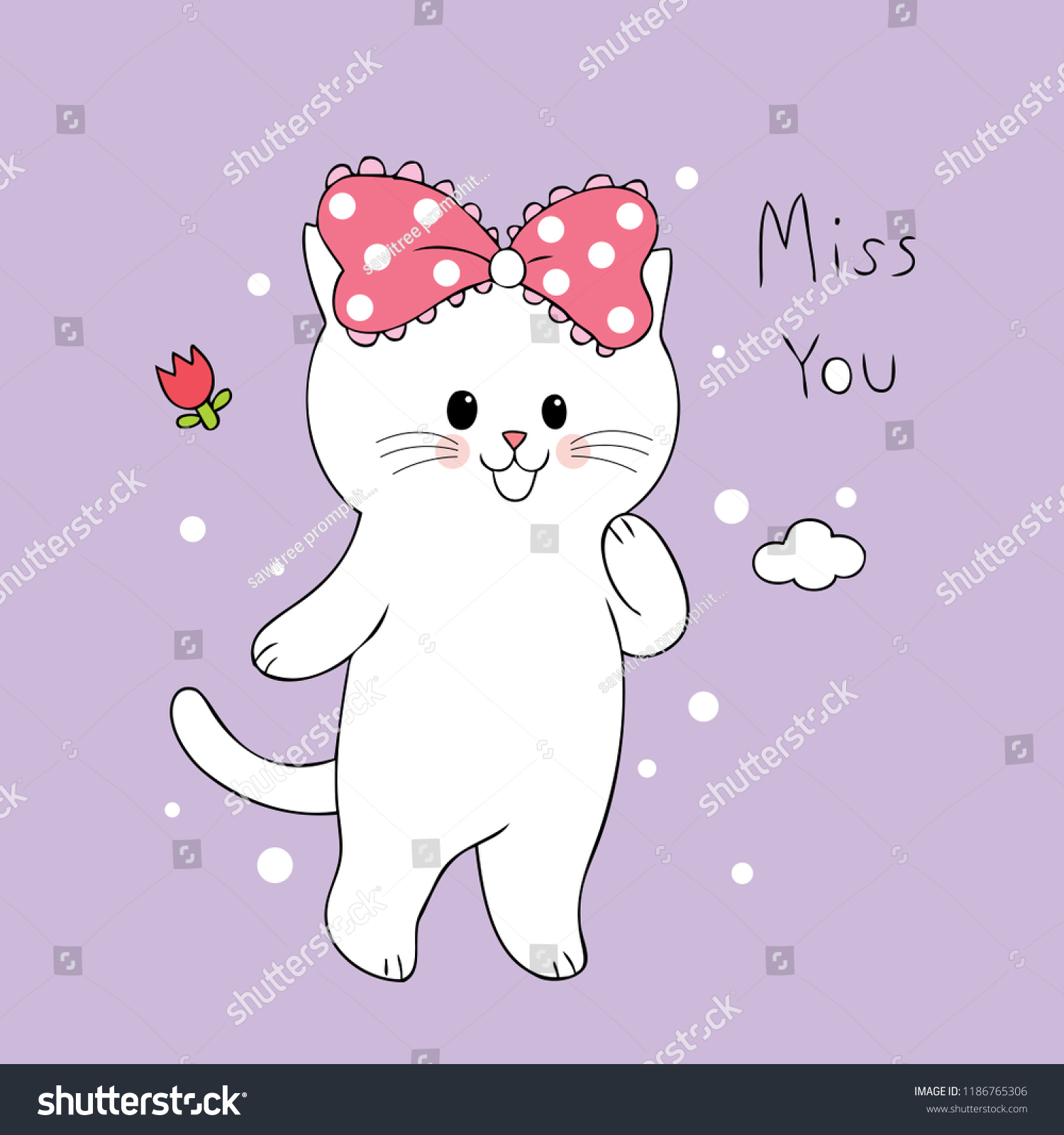 Cartoon Cute Sweet Cat Vector: vector de stock (libre de regalías ...