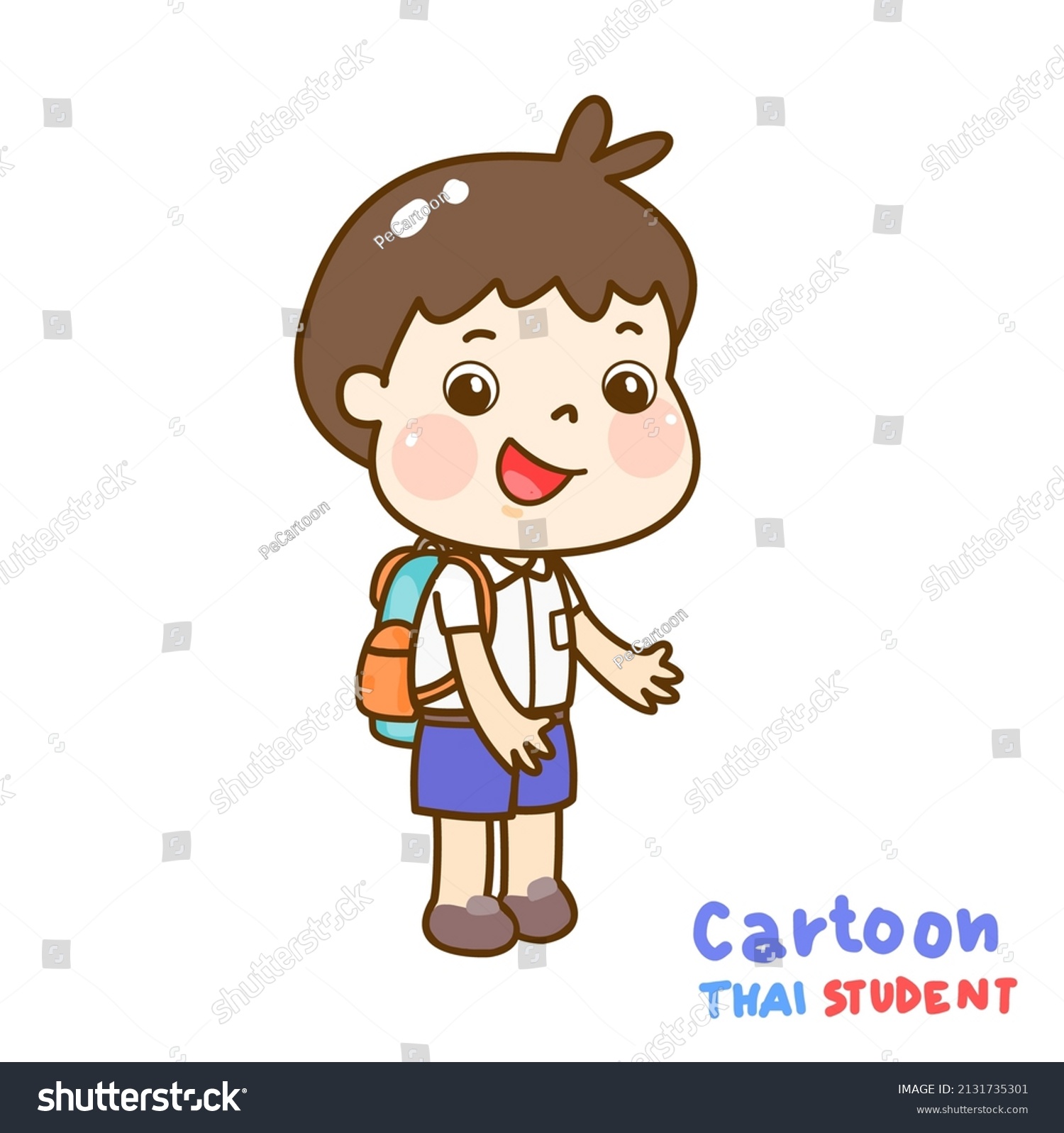 Cartoon Cute Thai Student Vector Stock Vector (Royalty Free) 2131735301