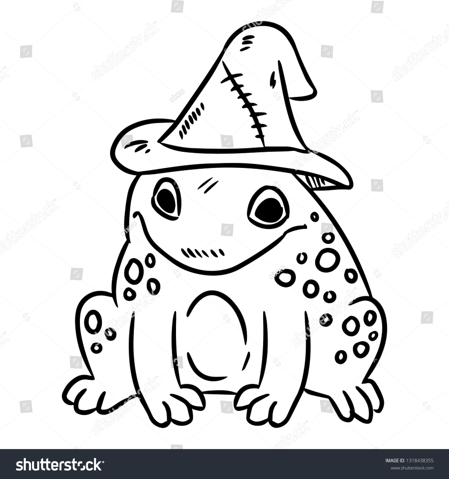 Cartoon Cute Toad Witch Hat Doodle Stock Vector (Royalty Free ...