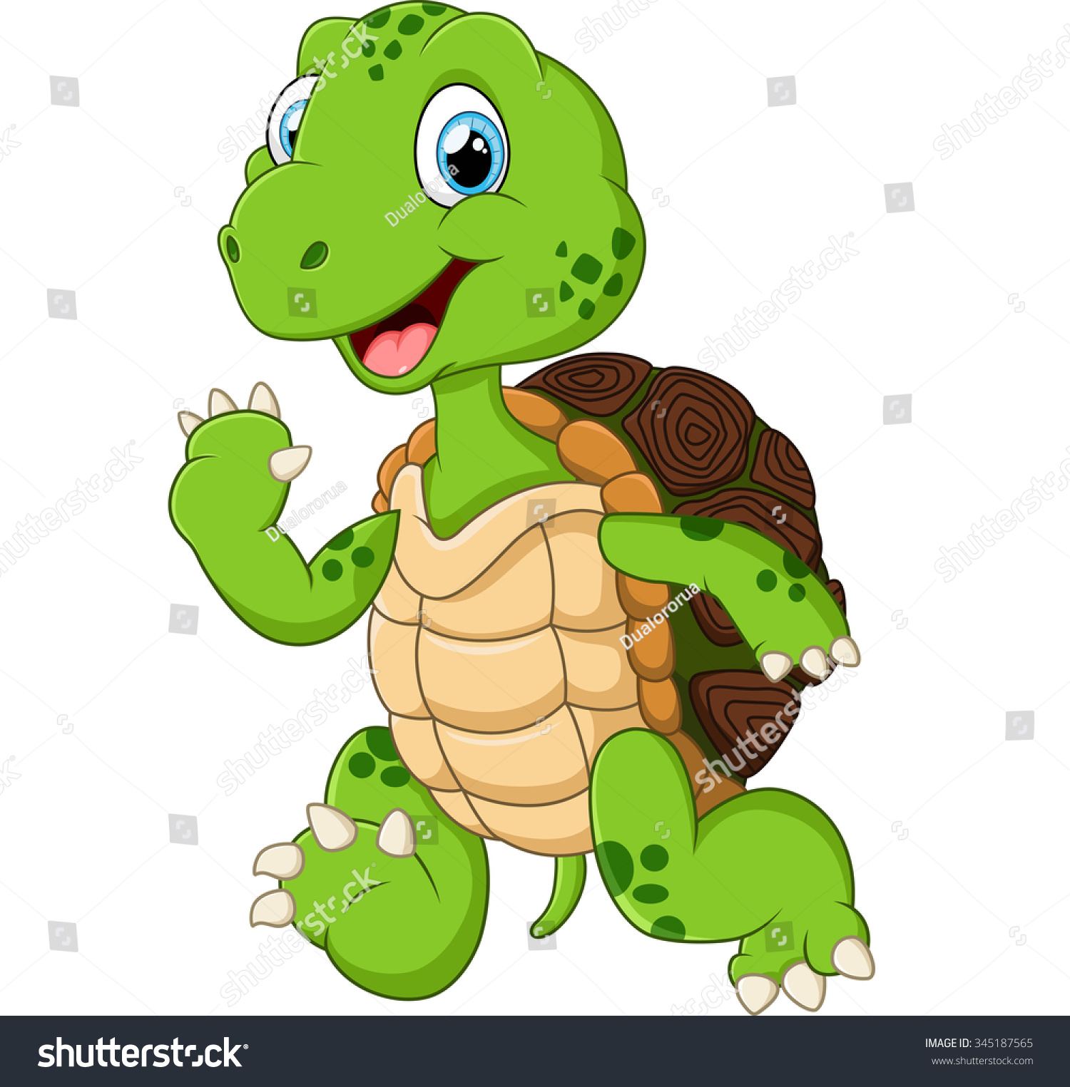 Cartoon Cute Turtle Waving Hand Stock Vector (Royalty Free) 345187565
