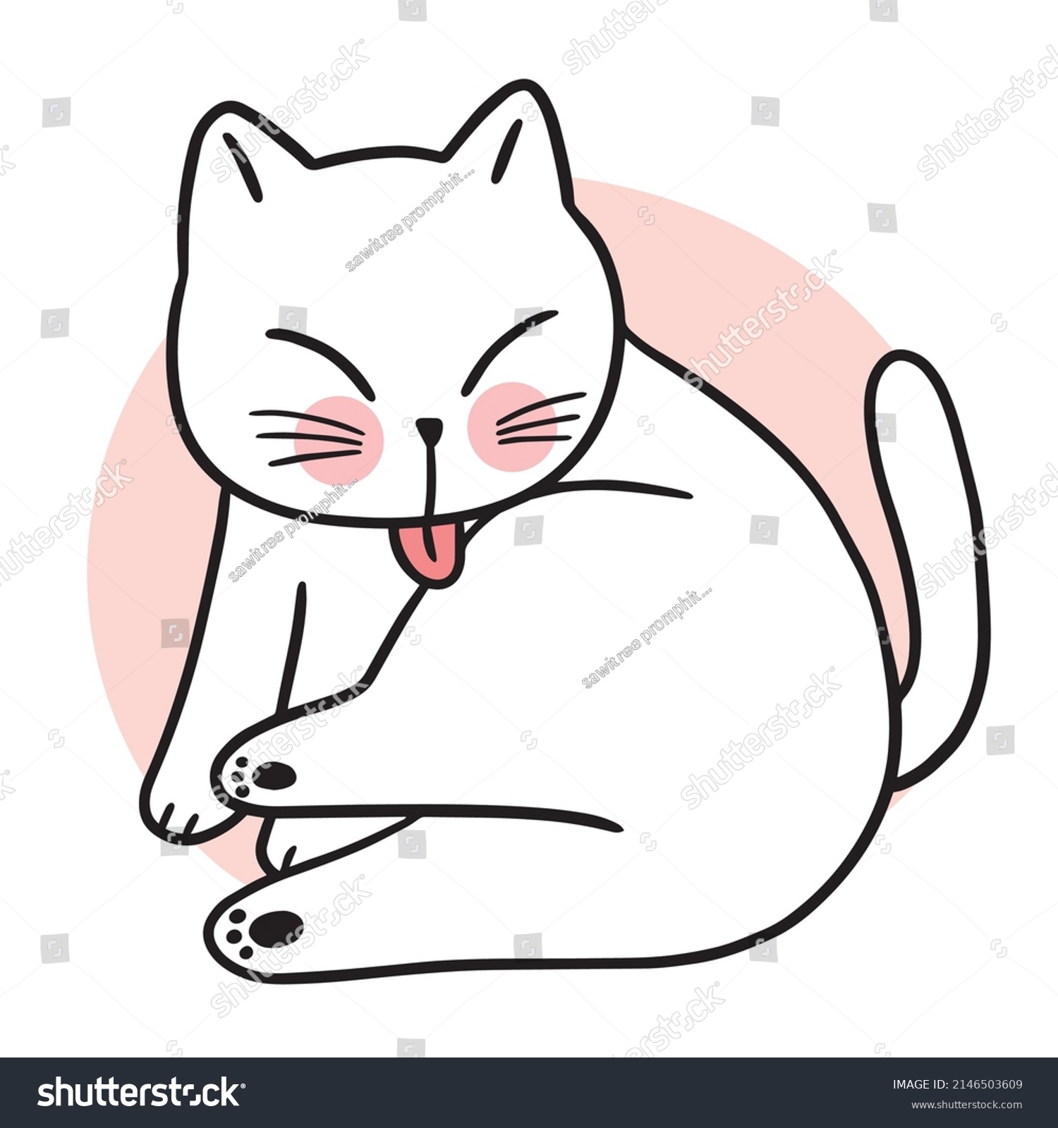 Cartoon Cute White Cat Relaxtion Vector Stock Vector (Royalty Free ...