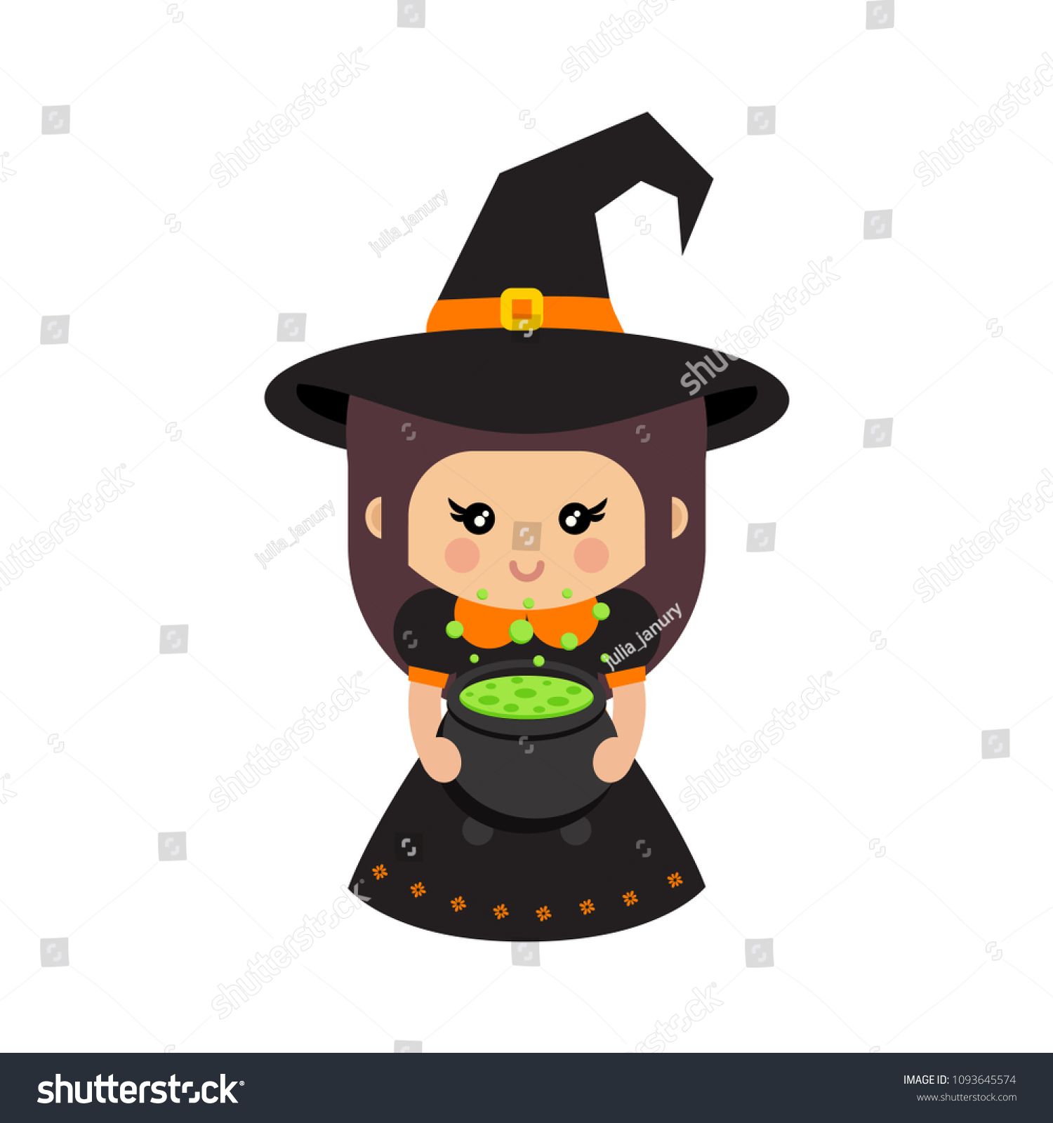 Cartoon Cute Witch Cauldron Vector Stock Vector (Royalty Free) 1093645574
