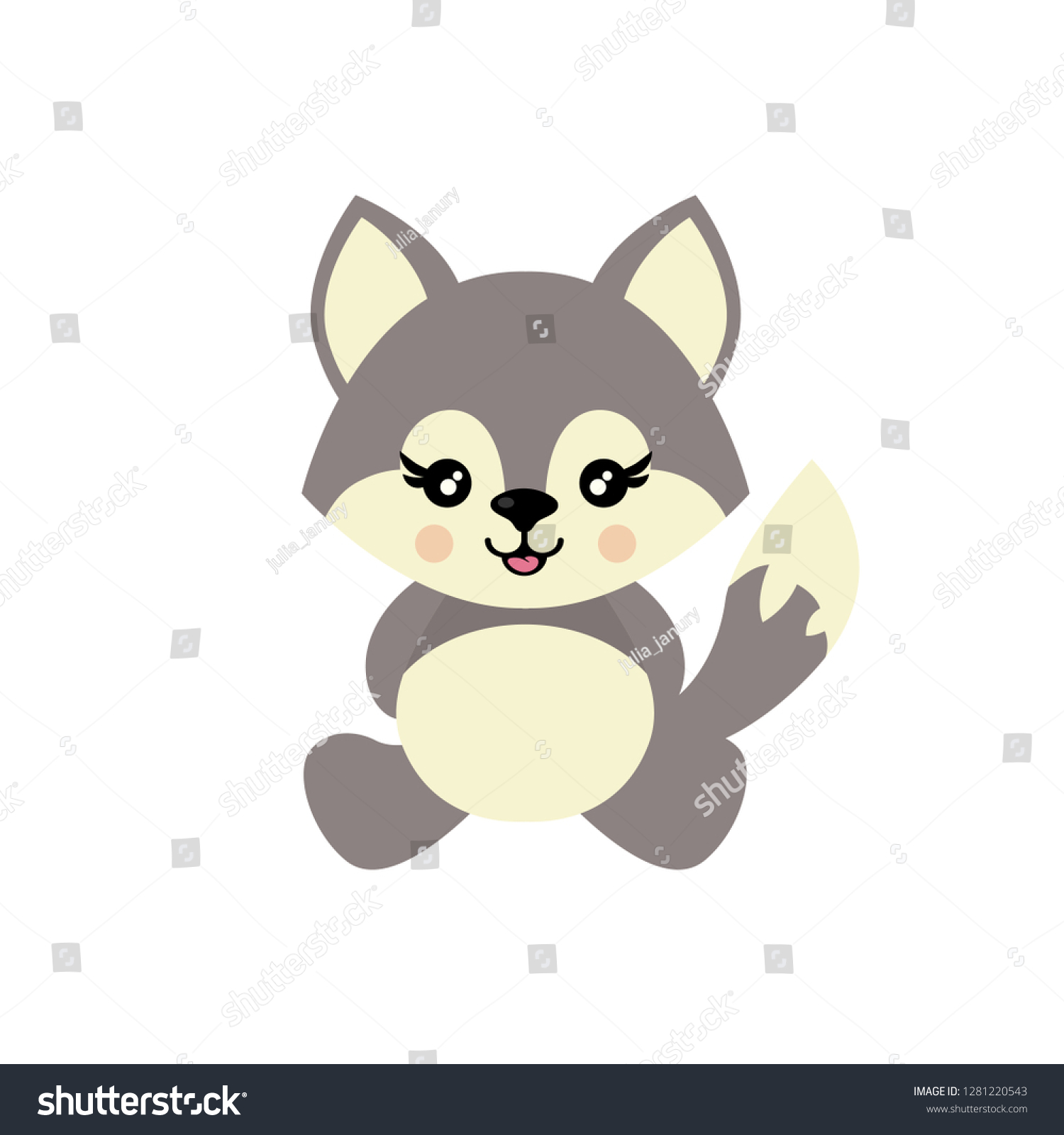 Cartoon Cute Wolf Sitting Vector Stock Vector (Royalty Free) 1281220543 ...