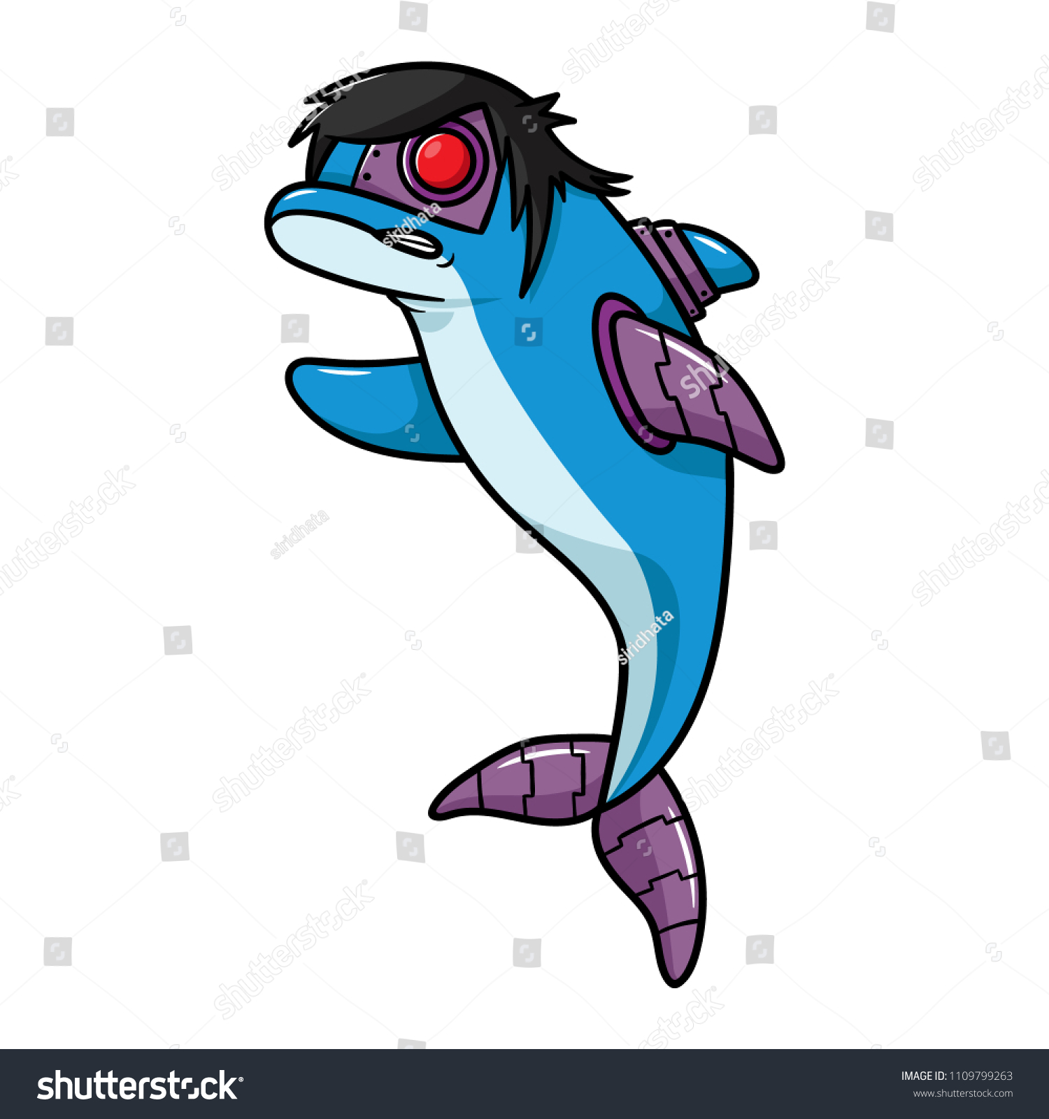 Cartoon Cyborg Dolphin Stock Vector (Royalty Free) 1109799263 ...