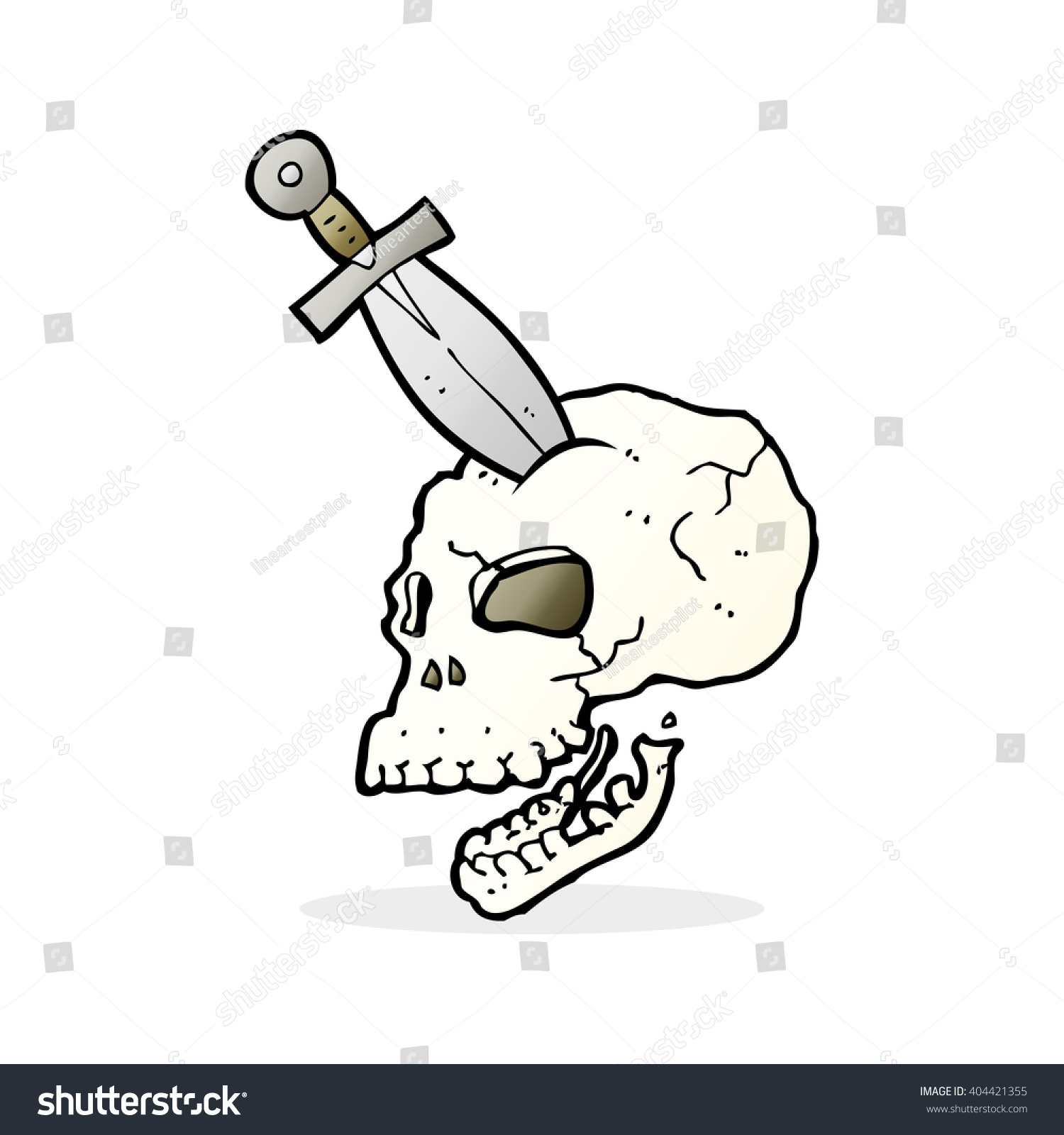 Cartoon Dagger Stuck Skull Stock Vector (Royalty Free) 404421355 ...
