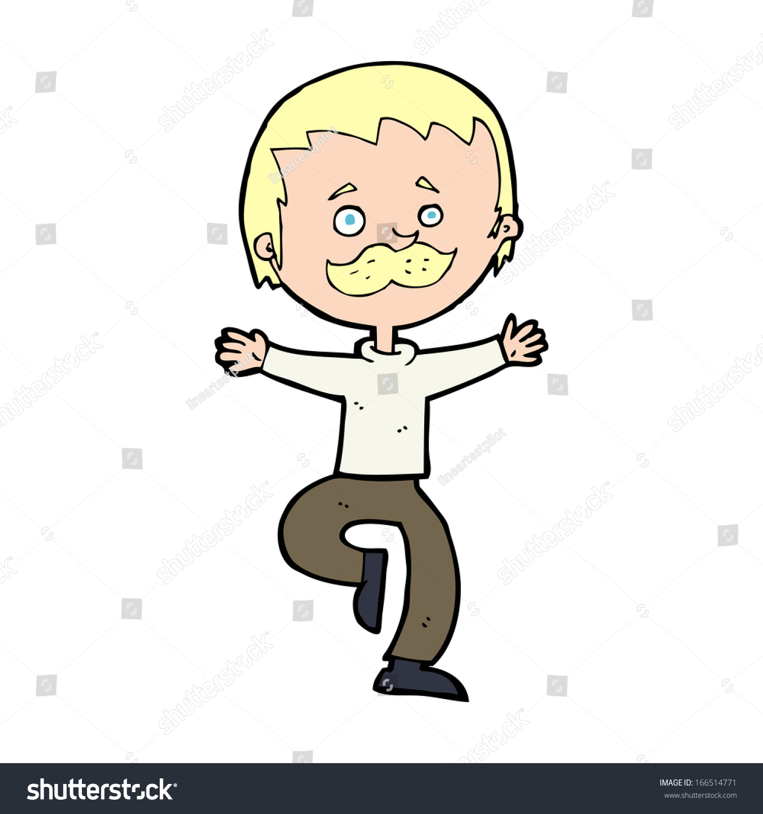 Cartoon Dancing Man Mustache Stock Vector (Royalty Free) 166514771