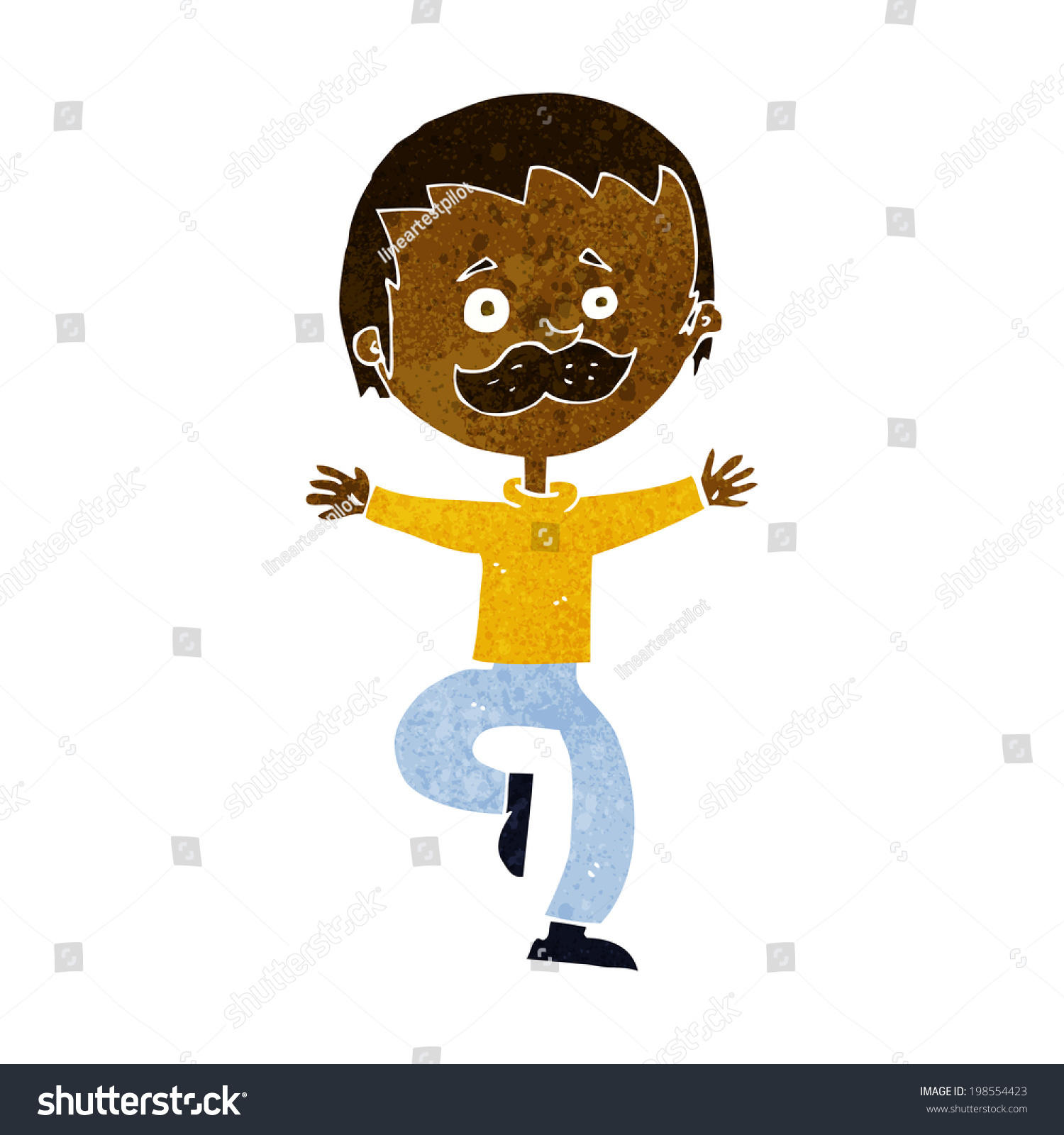 Cartoon Dancing Man Mustache Stock Vector (Royalty Free) 198554423 ...