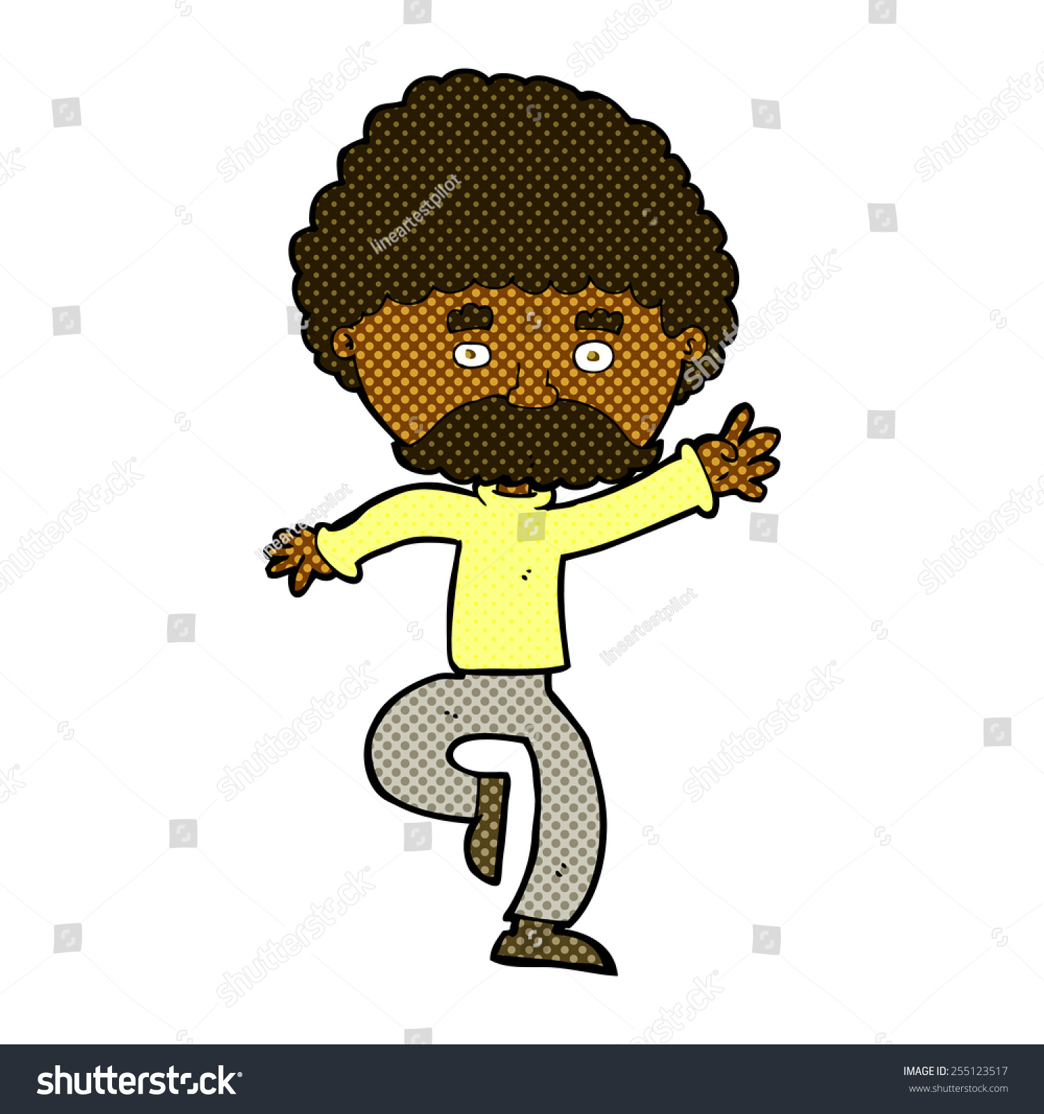 Cartoon Dancing Man Mustache Stock Vector (Royalty Free) 255123517 ...
