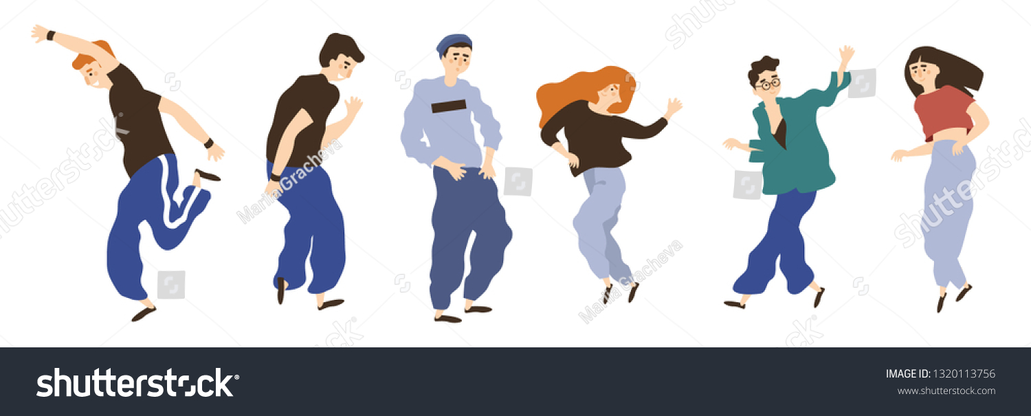Cartoon Dancing People Stock Vector (Royalty Free) 1320113756 ...