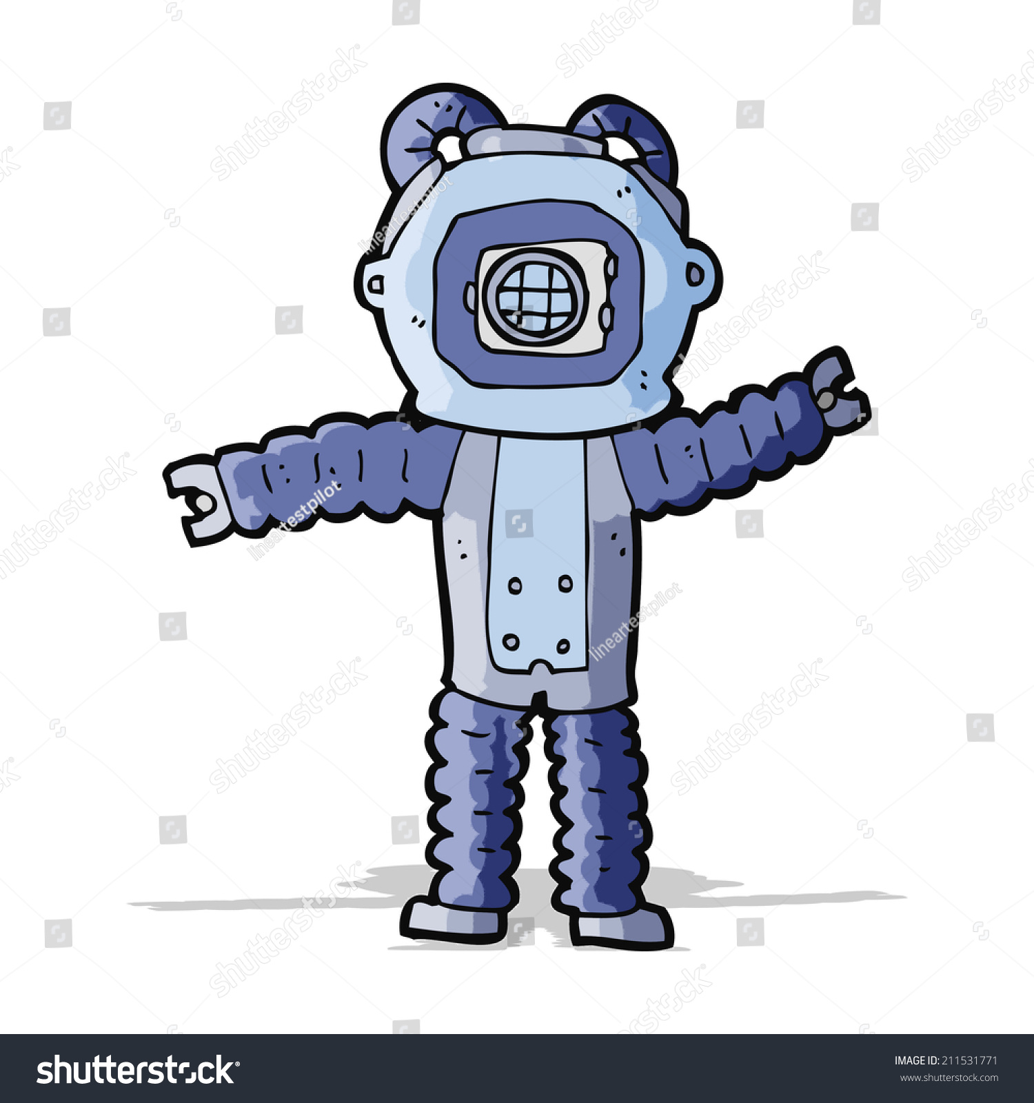 Cartoon Deep Sea Diver Stock Vector (Royalty Free) 211531771 | Shutterstock