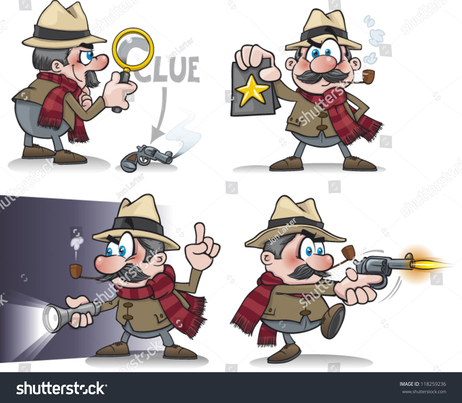 Cartoon Detective Set Stock Vector (Royalty Free) 118259236