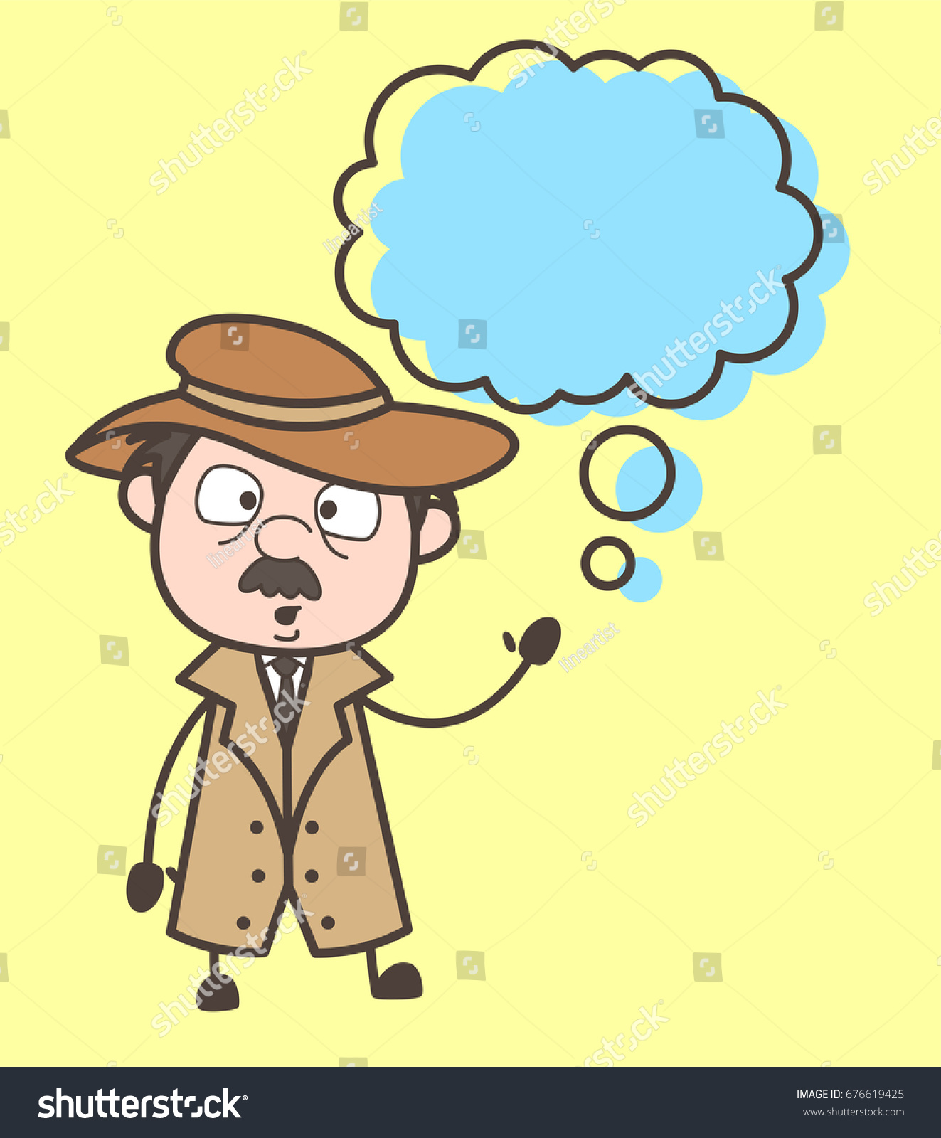 Cartoon Detective Thinking Bubble Vector Illustration: vector de stock ...