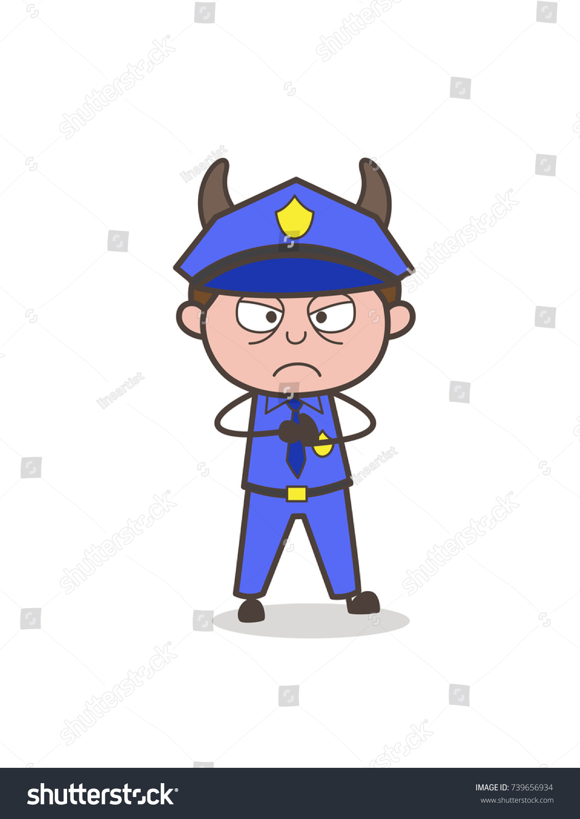 Cartoon Devil Inspector Angry Mood Stock Vector (Royalty Free) 739656934