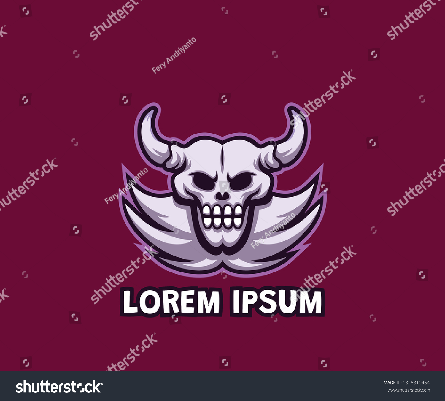 Cartoon Devil Skull Logo Design Vector: vetor stock (livre de direitos ...