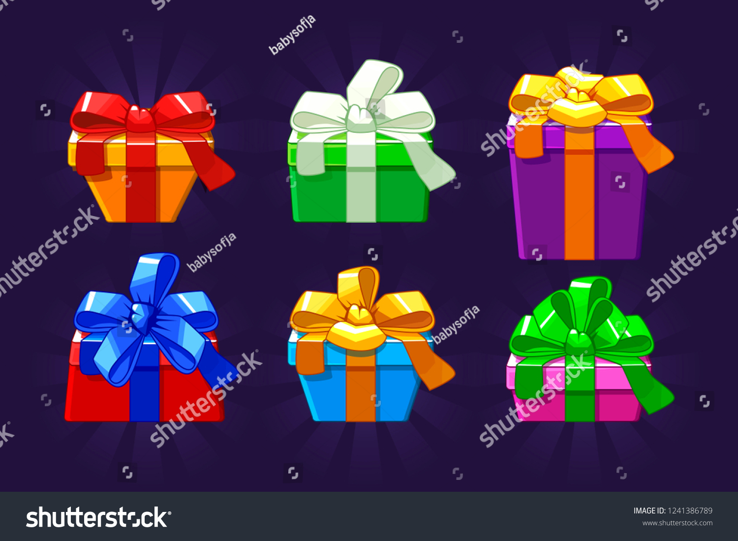 Cartoon Different Colored Shape Gift Box Stock Vector (Royalty Free ...