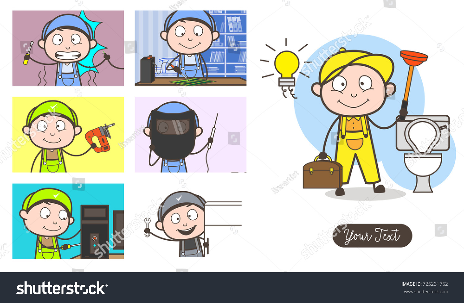 Cartoon Different Professions Workers Vector Set: เวกเตอร์สต็อก (ปลอด ...