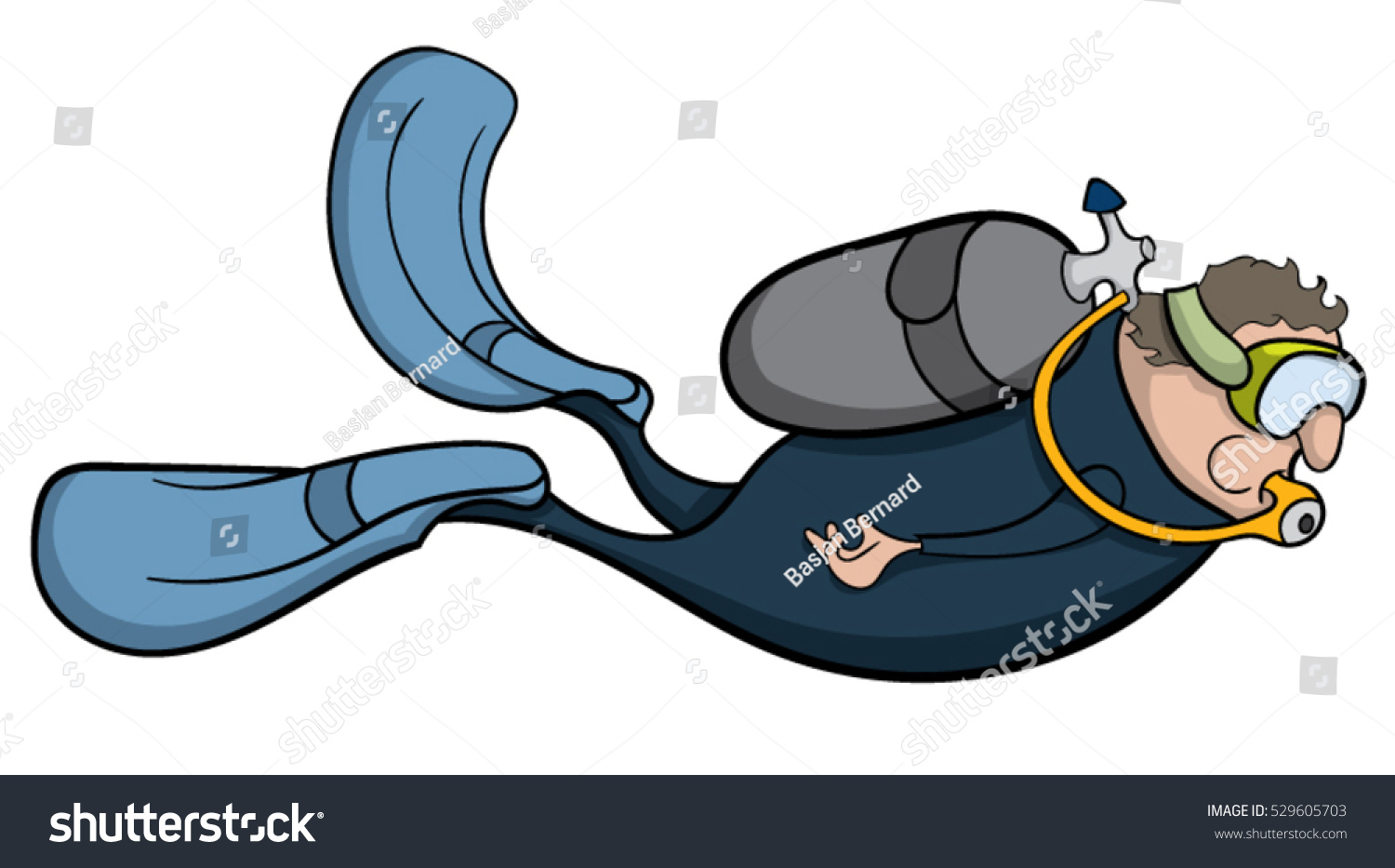 Cartoon Diver Stock Vector (Royalty Free) 529605703 | Shutterstock