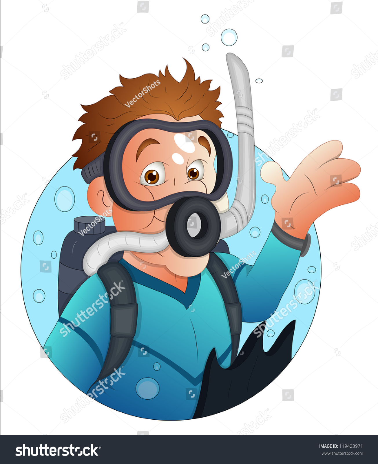 Cartoon Diver Character Stock Vector (Royalty Free) 119423971 ...
