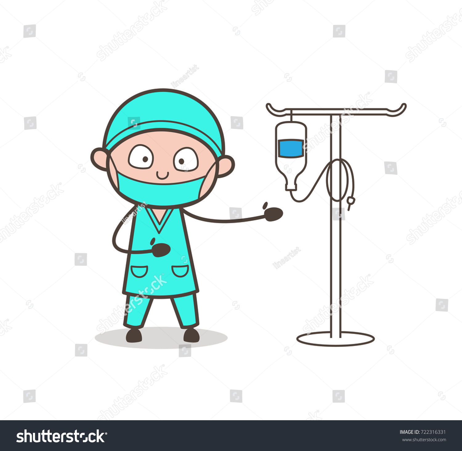 Cartoon Doctor Presenting Intravenous Therapy System: เวกเตอร์สต็อก ...