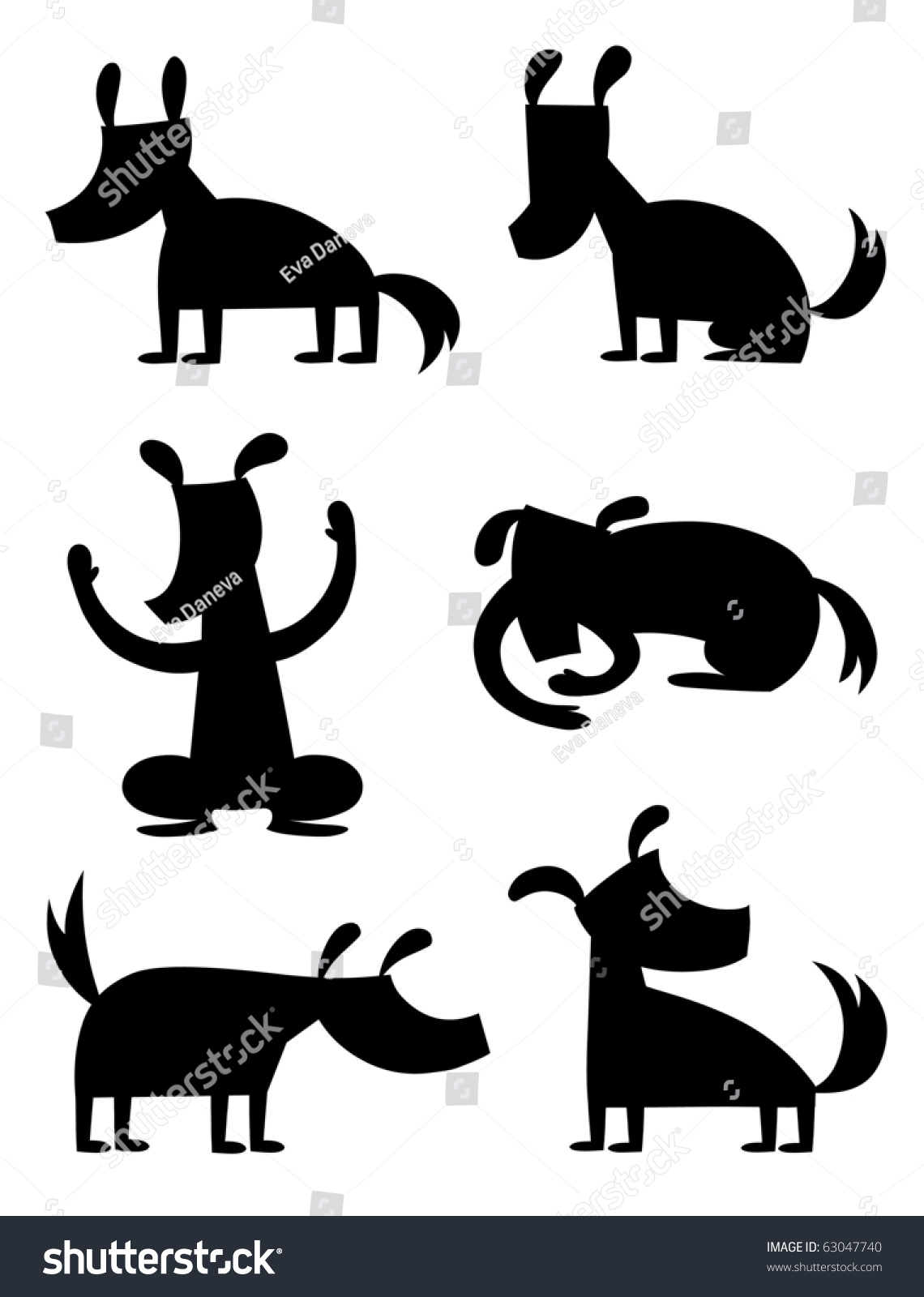 Cartoon Dog Silhouette Vector: vector de stock (libre de regalías) 63047740
