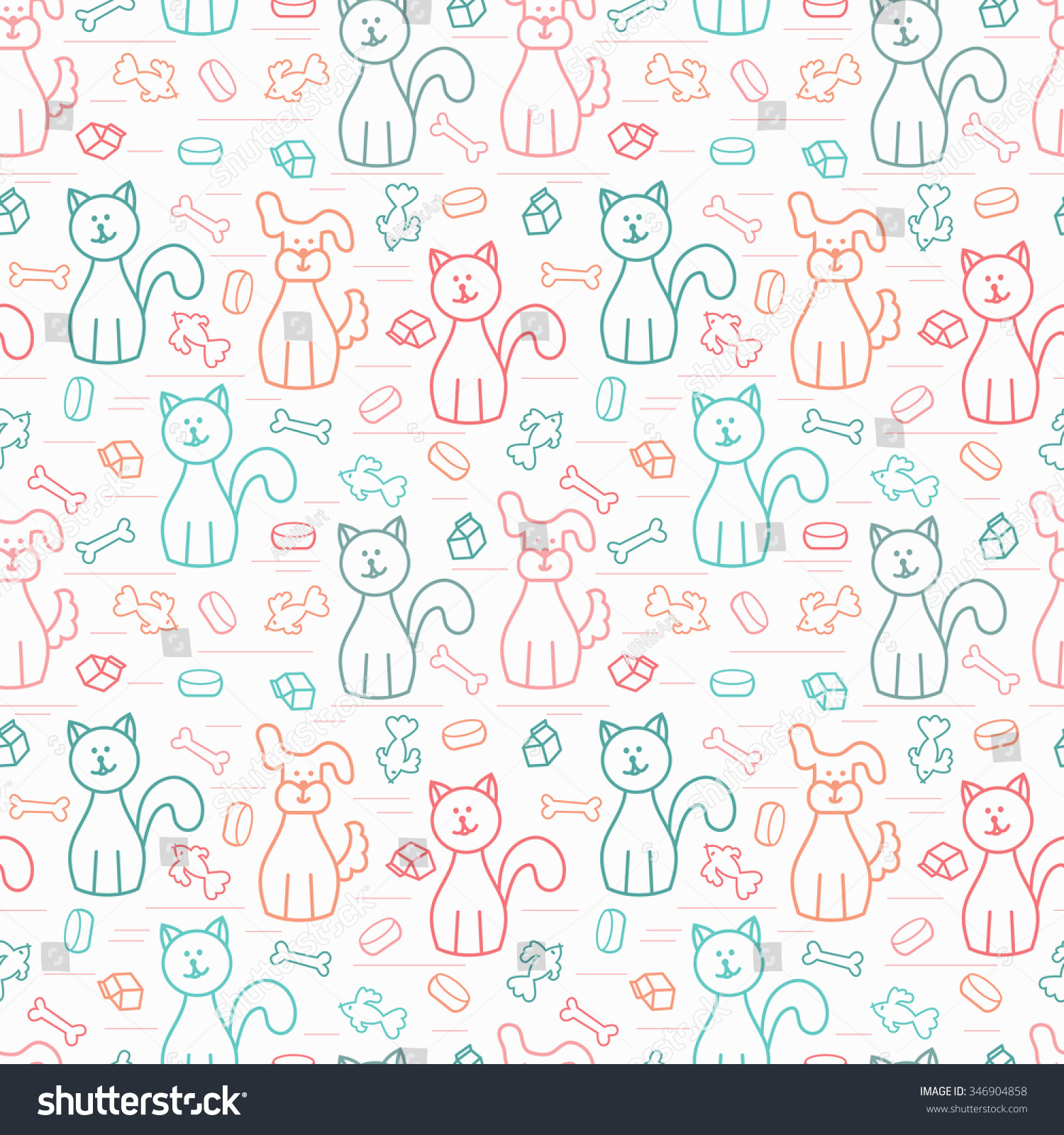 Cartoon Dogs Cats Vector Seamless Pattern Stock Vector (Royalty Free ...