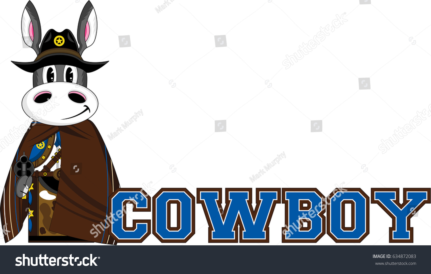 Cartoon Donkey Cowboy Stock Vector (Royalty Free) 634872083