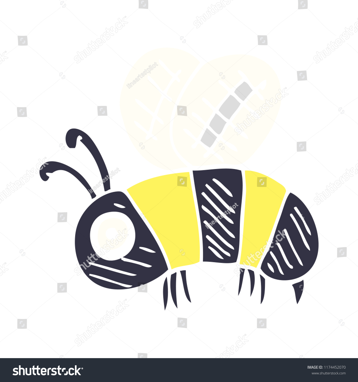 Cartoon Doodle Anxious Bee Stock Vector (Royalty Free) 1174452070 ...
