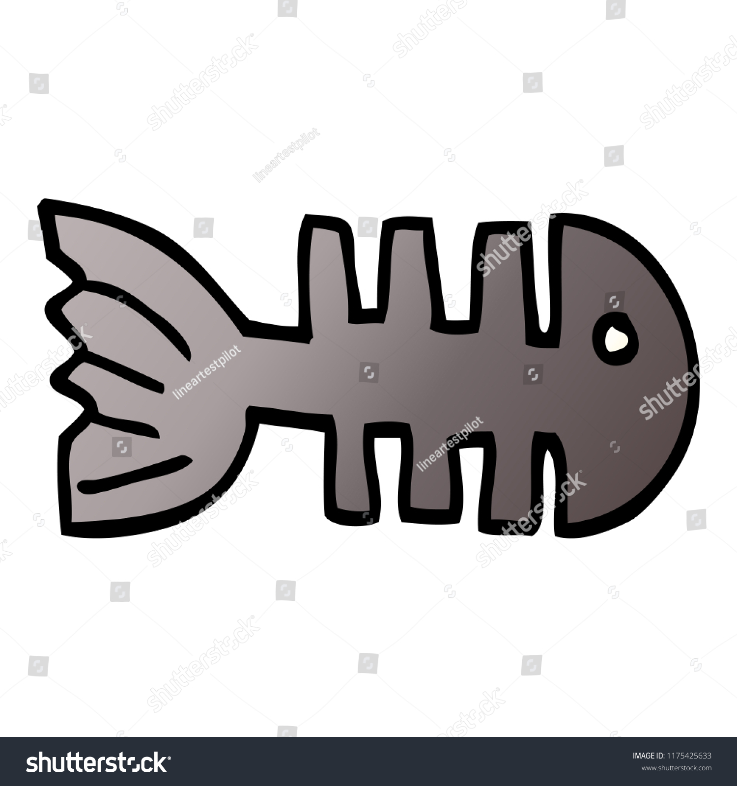 Cartoon Doodle Fish Bones Stock Vector (Royalty Free) 1175425633 ...