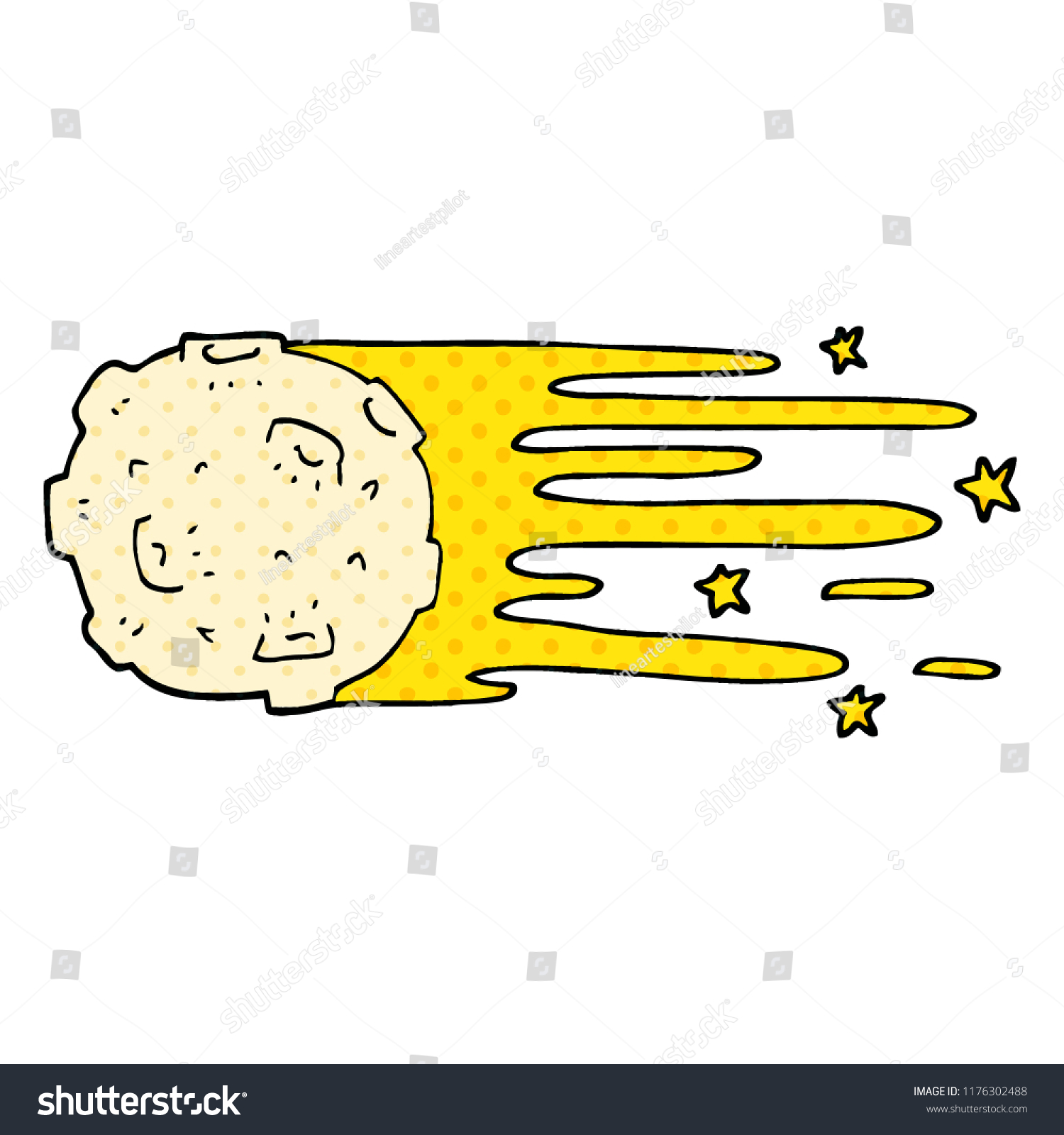 Cartoon Doodle Flying Asteroid Stock Vector (Royalty Free) 1176302488