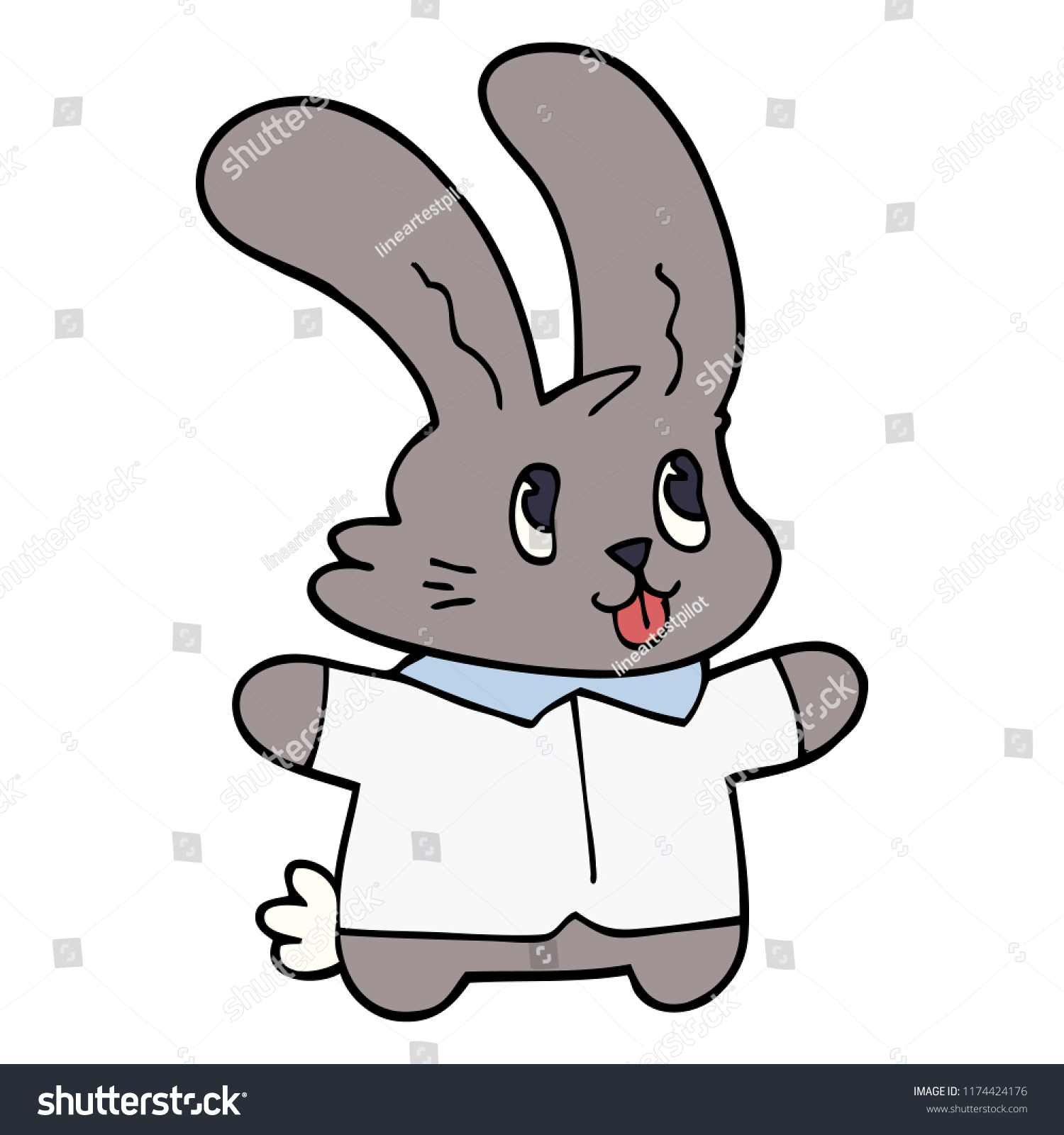 Cartoon Doodle Happy Rabbit Stock Vector (Royalty Free) 1174424176 ...
