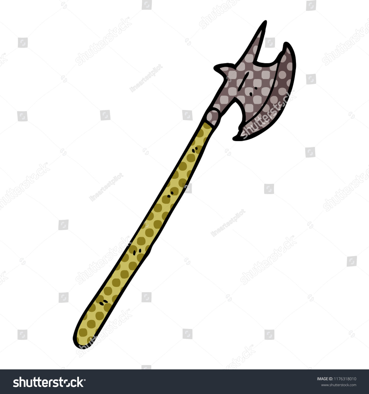 Cartoon Doodle Medieval Halberd Stock Vector (Royalty Free) 1176318010