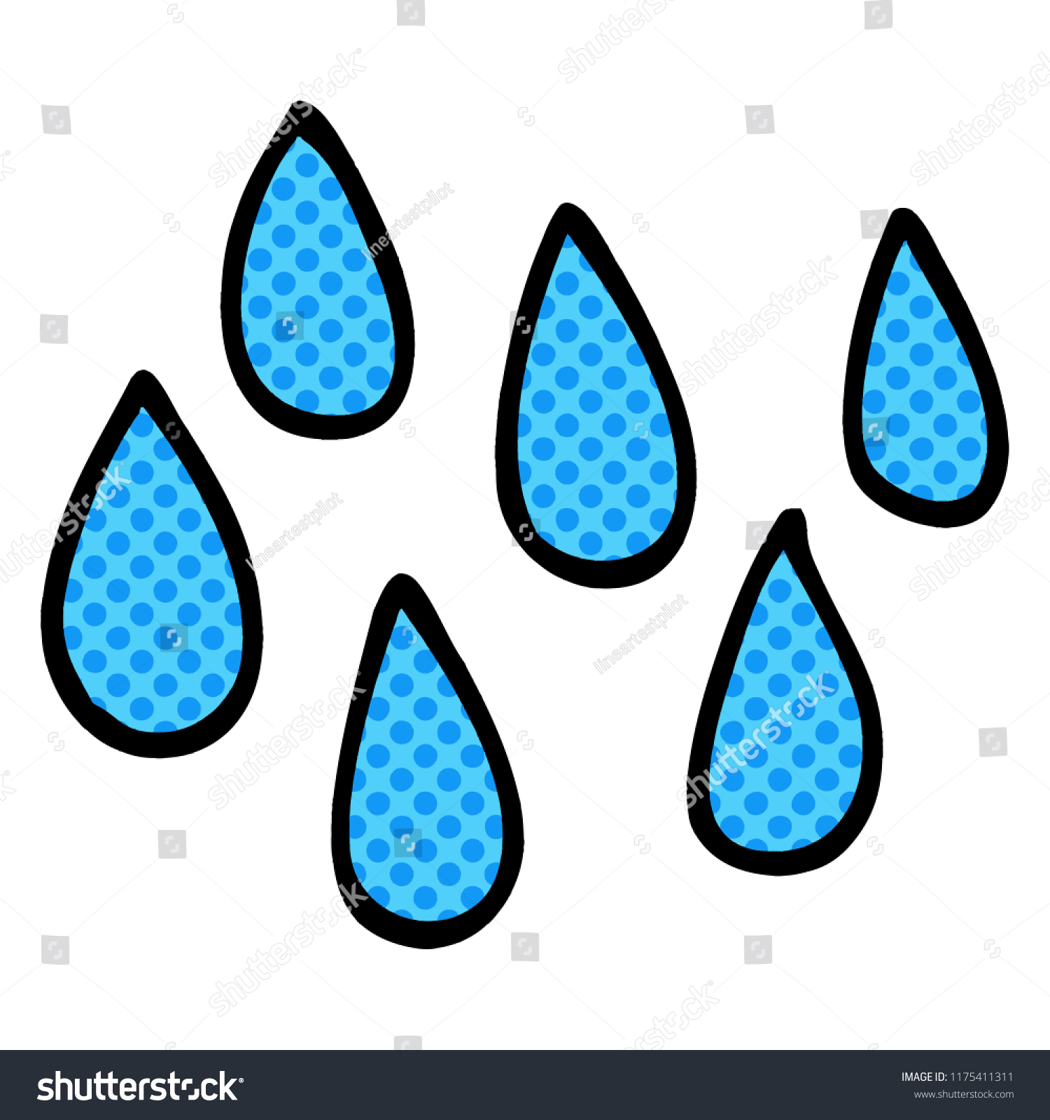 Cartoon Doodle Rain Drops Stock Vector (Royalty Free) 1175411311 ...