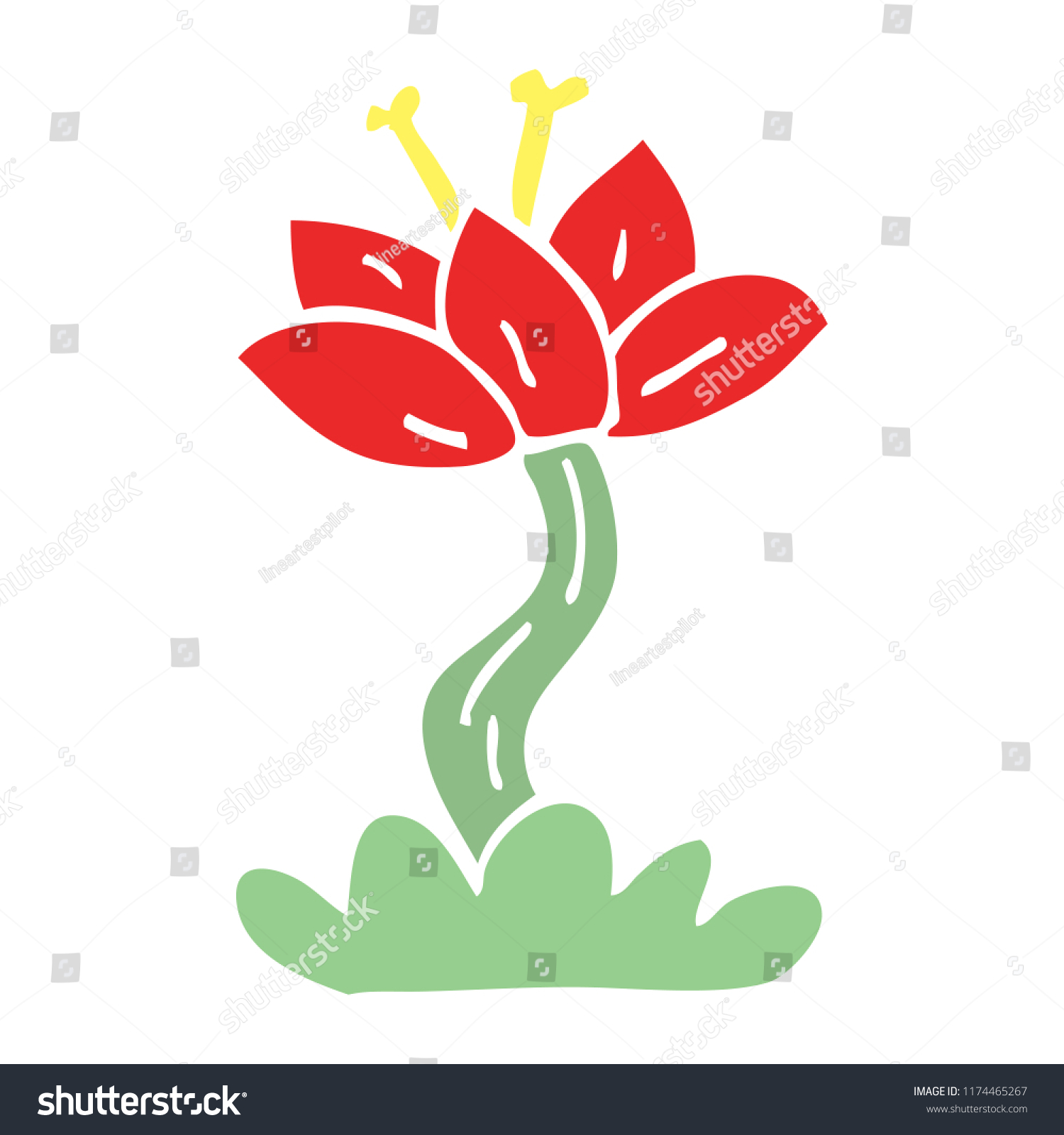 Cartoon Doodle Red Lilly Stock Vector (Royalty Free) 1174465267 ...