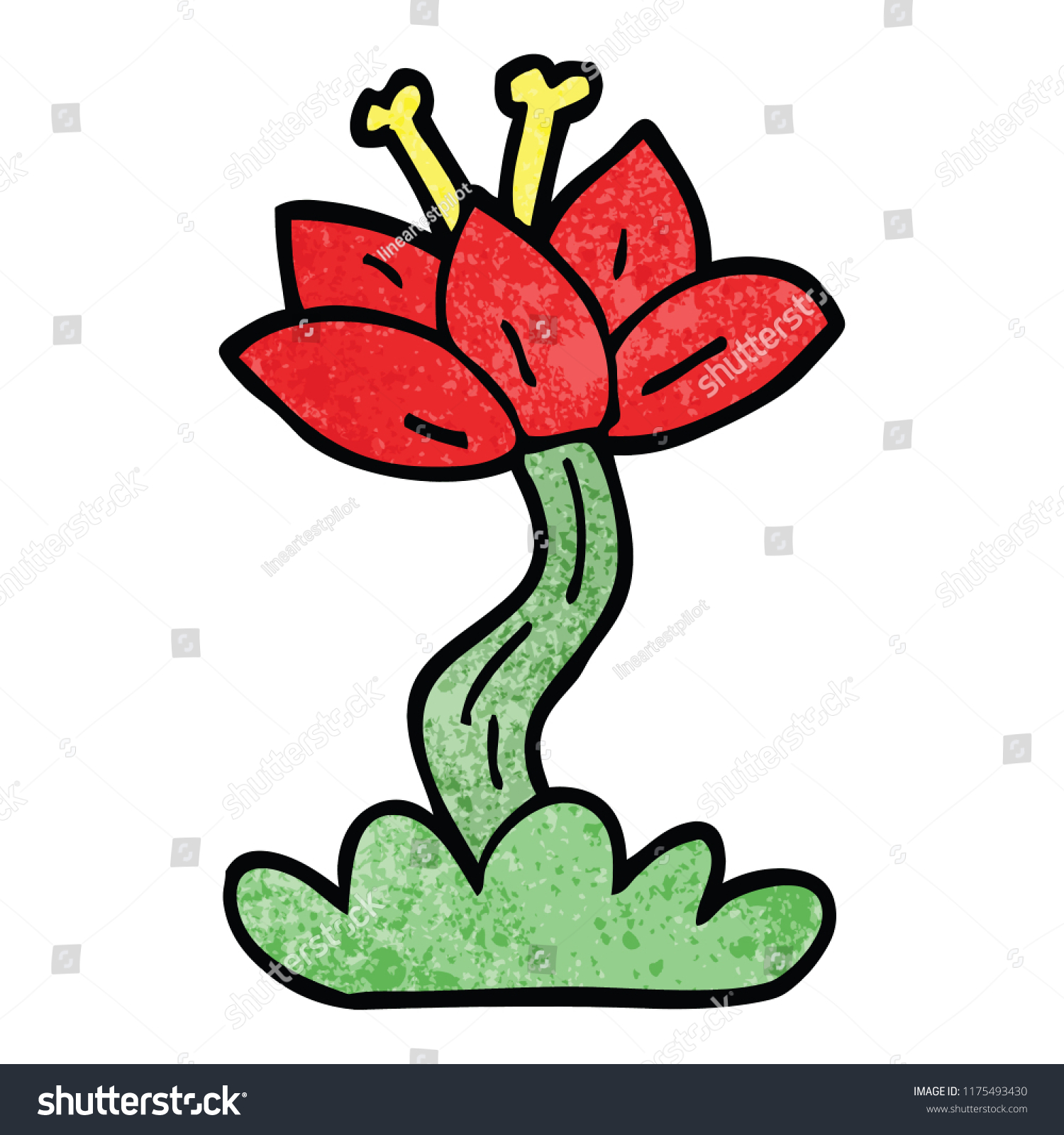 Cartoon Doodle Red Lilly Stock Vector (Royalty Free) 1175493430 ...