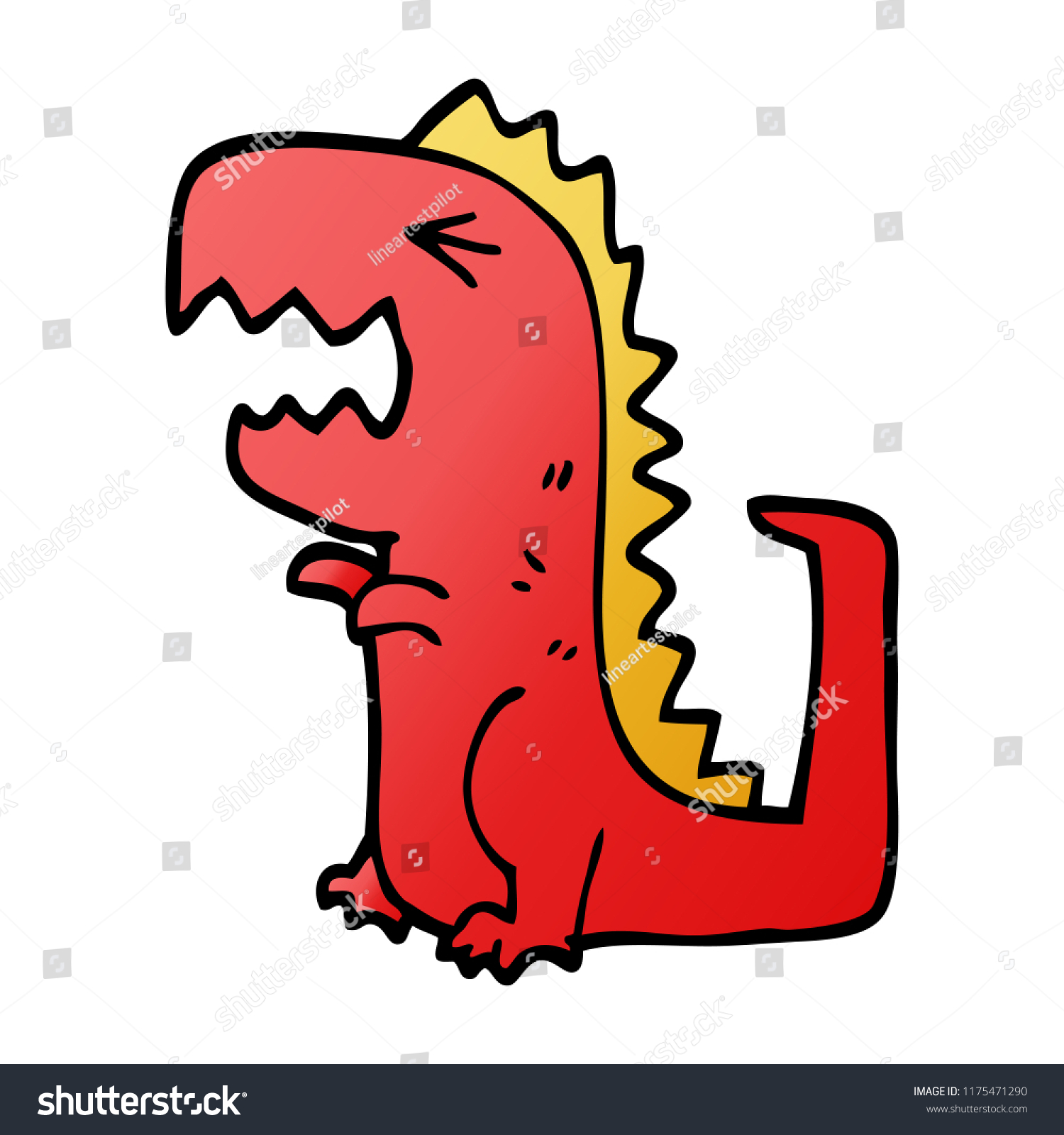 Cartoon Doodle Roaring T Rex Stock Vector (Royalty Free) 1175471290 ...