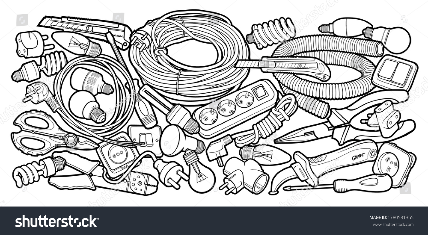 Cartoon Doodles Funny Hand Drawn Electrical Stock Vector (Royalty Free ...