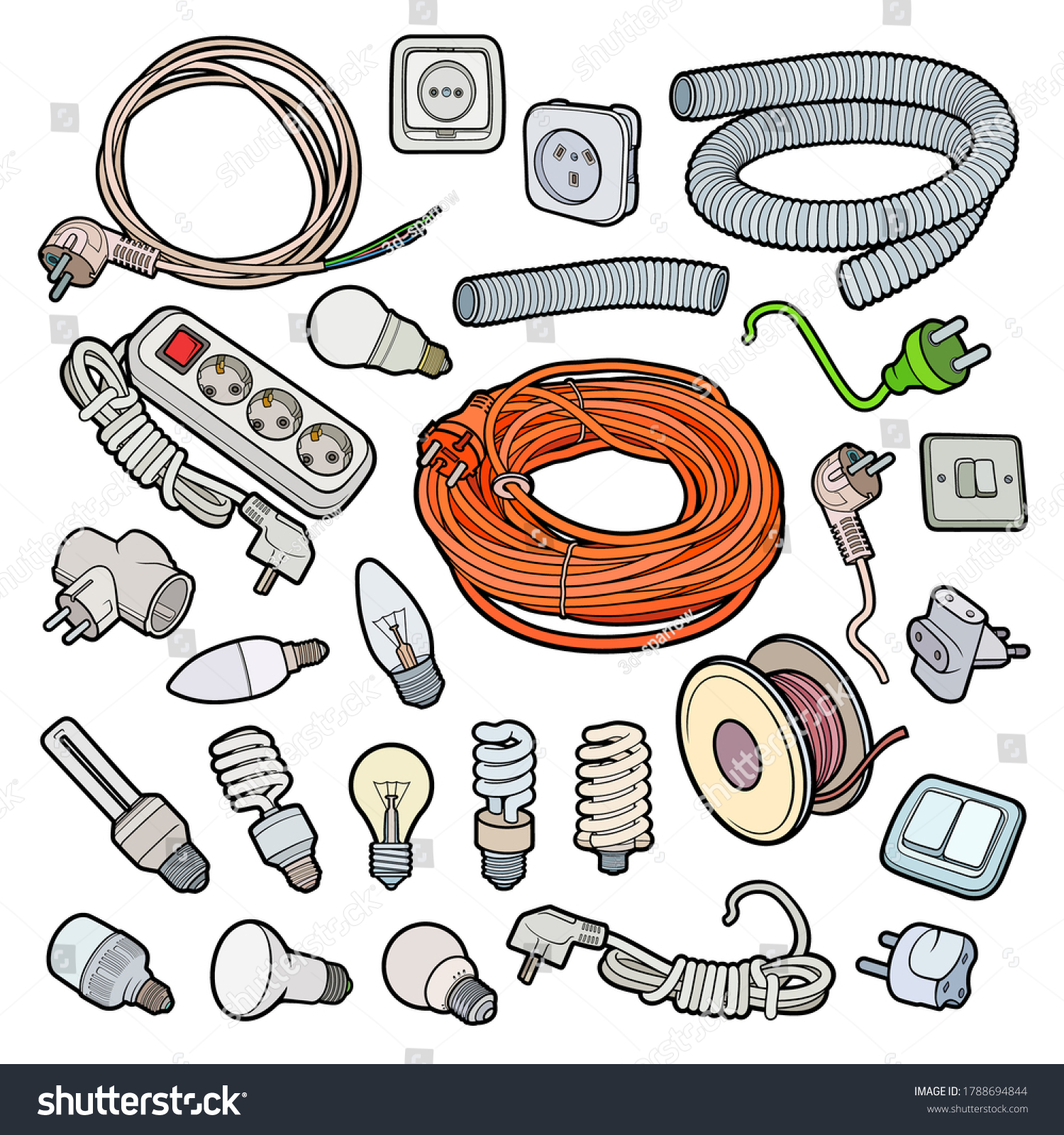 Cartoon Doodles Funny Hand Drawn Electrical Stock Vector (Royalty Free ...