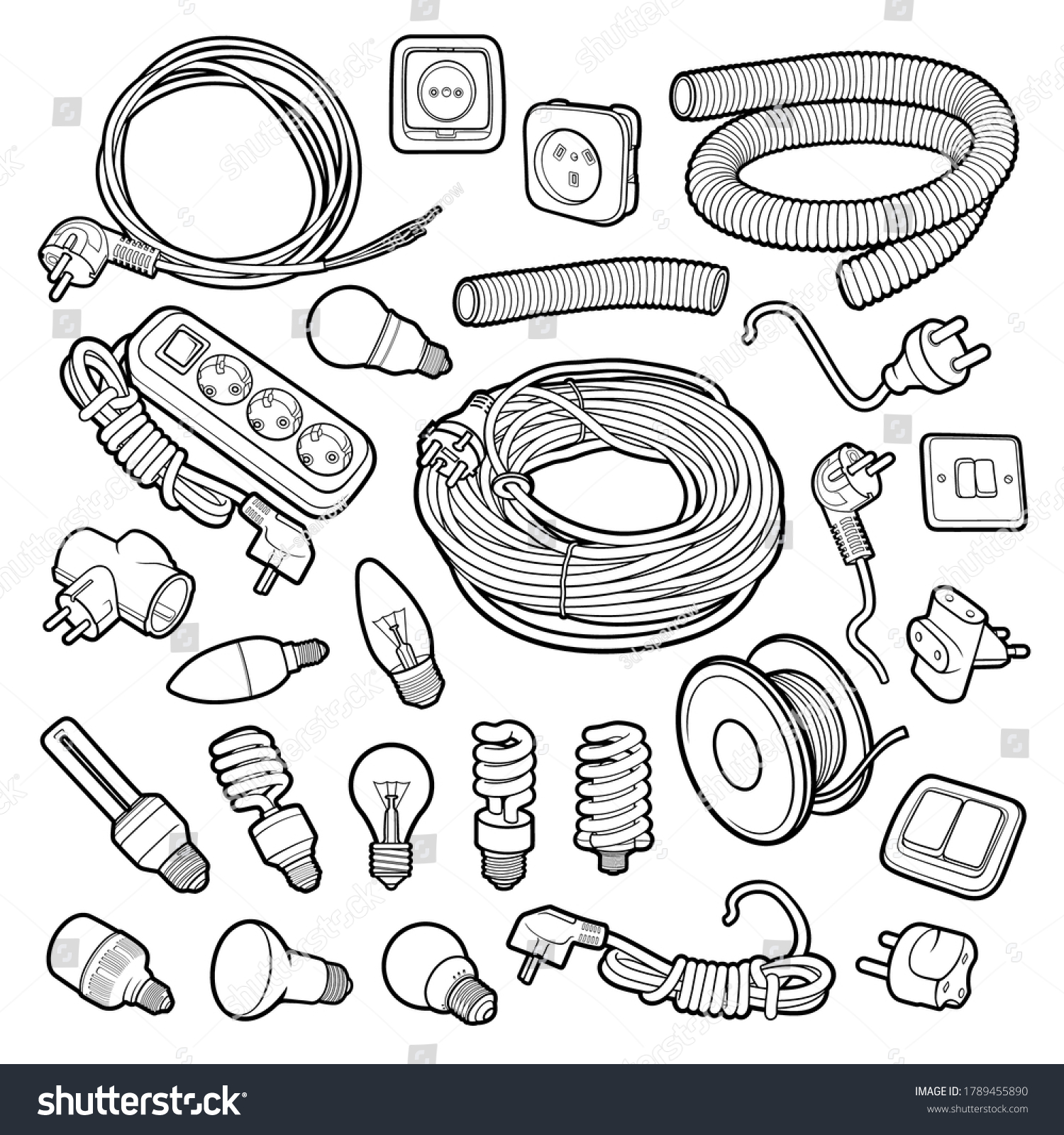 Cartoon Doodles Funny Hand Drawn Electrical Stock Vector (Royalty Free ...
