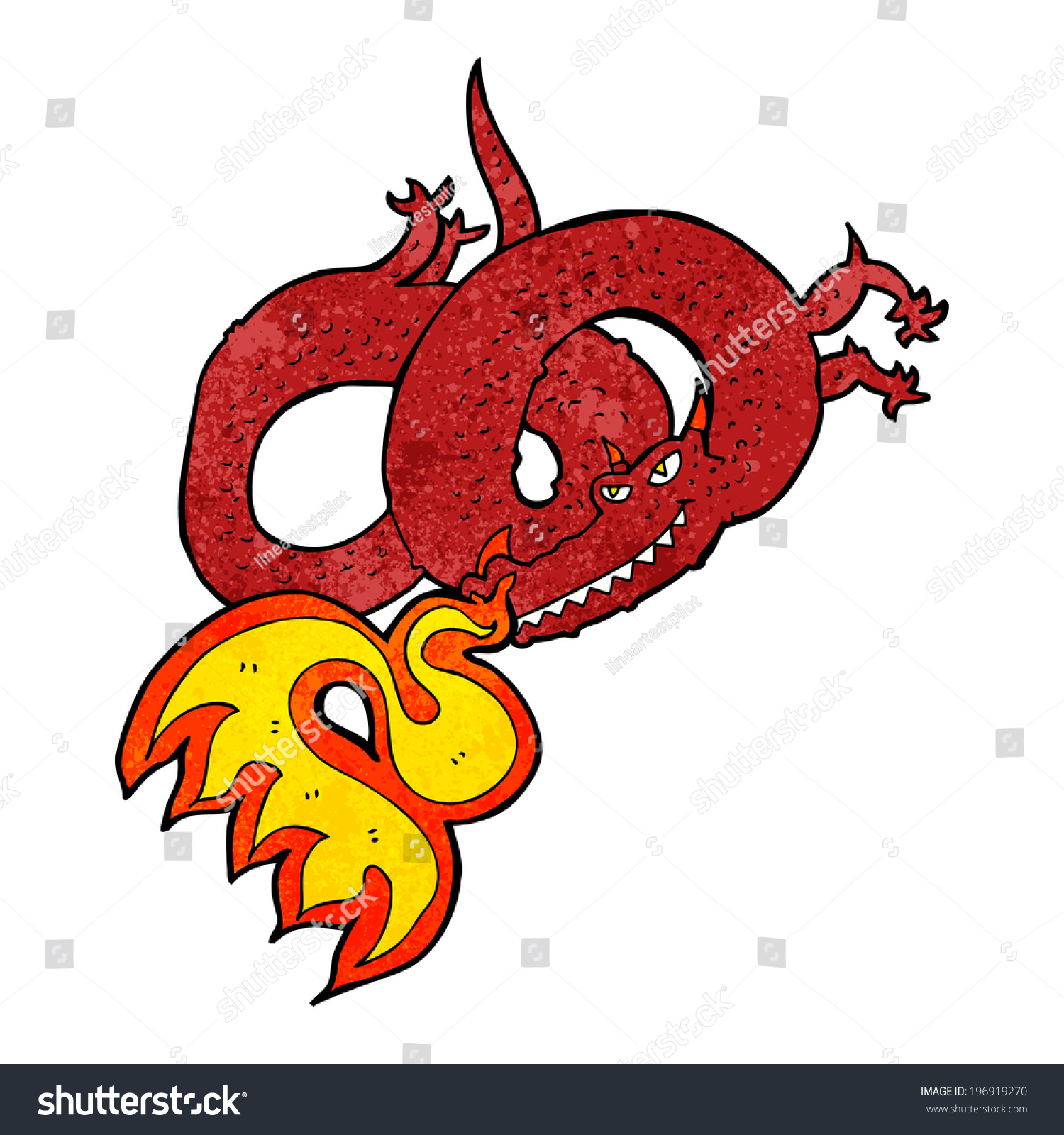 Cartoon Dragon Breathing Fire Stock Vector (Royalty Free) 196919270