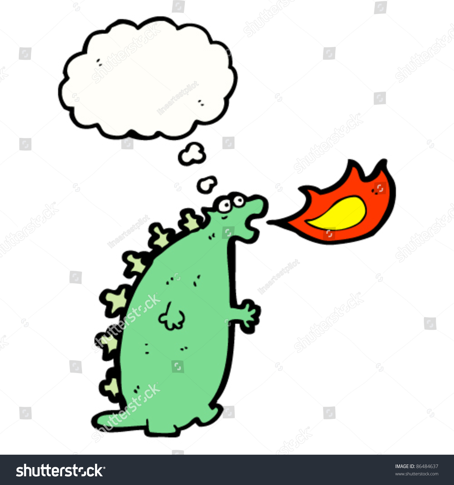 Cartoon Dragon Breathing Fire 스톡 벡터 86484637 - Shutterstock