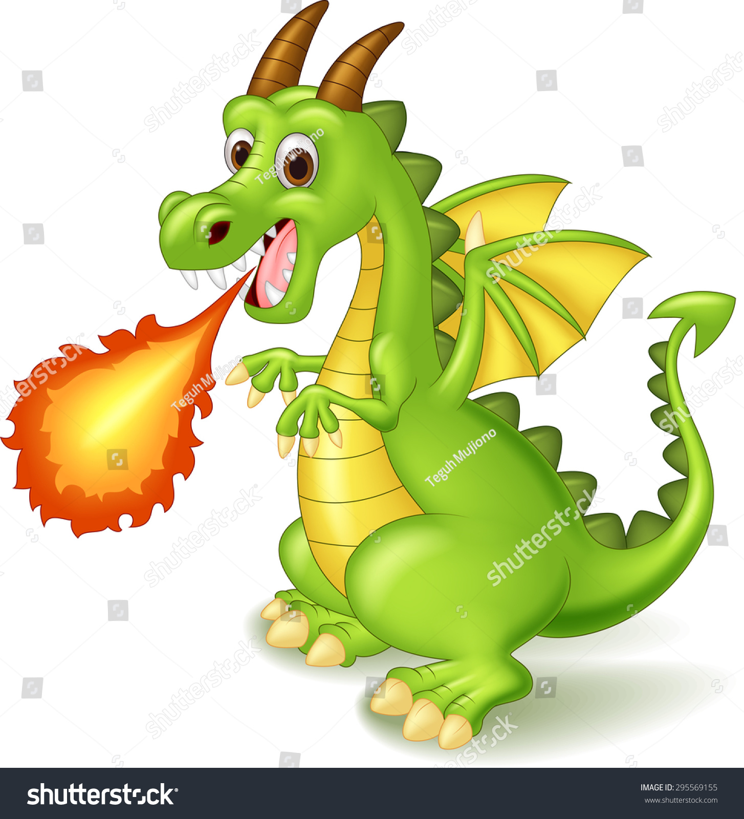 Cartoon Dragon Posing Fire Stock Vector (Royalty Free) 295569155 ...