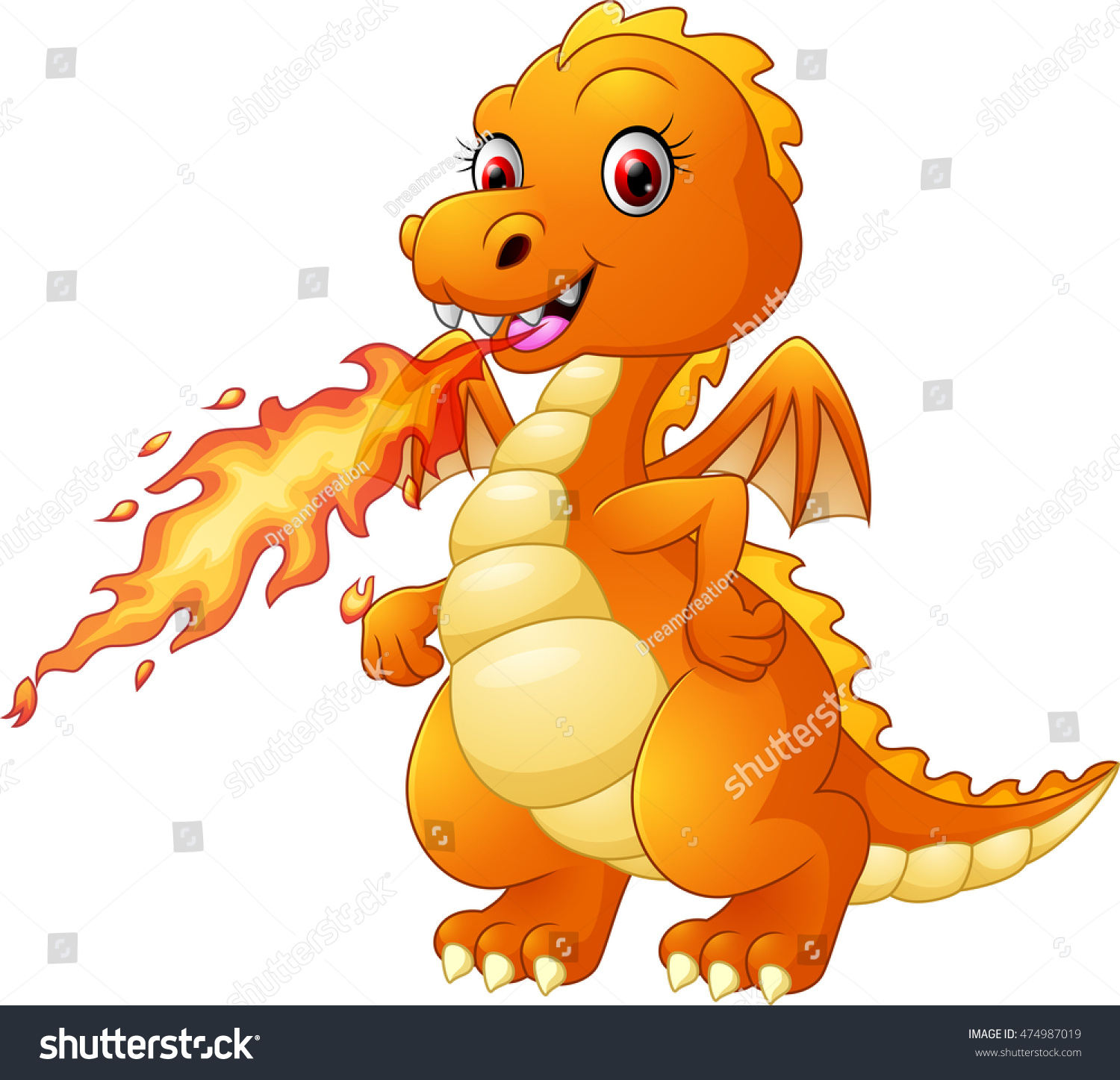 Cartoon Dragon Posing Fire: vector de stock (libre de regalías) 474987019