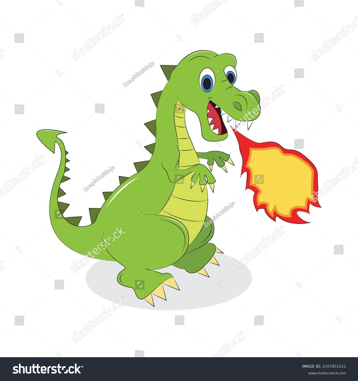 Cartoon Dragon Fire Vector Illustration Stock Vector (Royalty Free ...