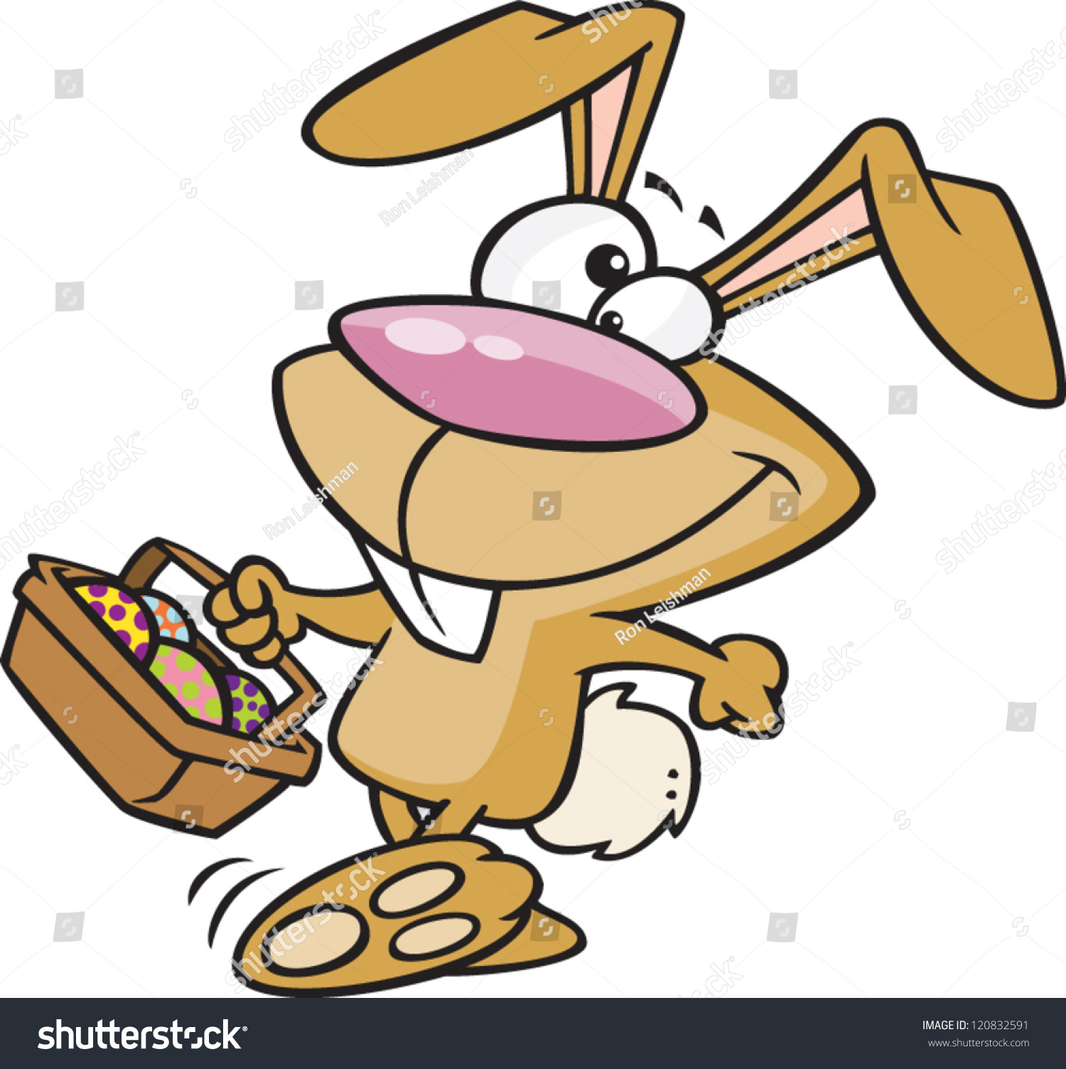 Cartoon Easter Bunny Holding Basket Stock Vector (Royalty Free ...